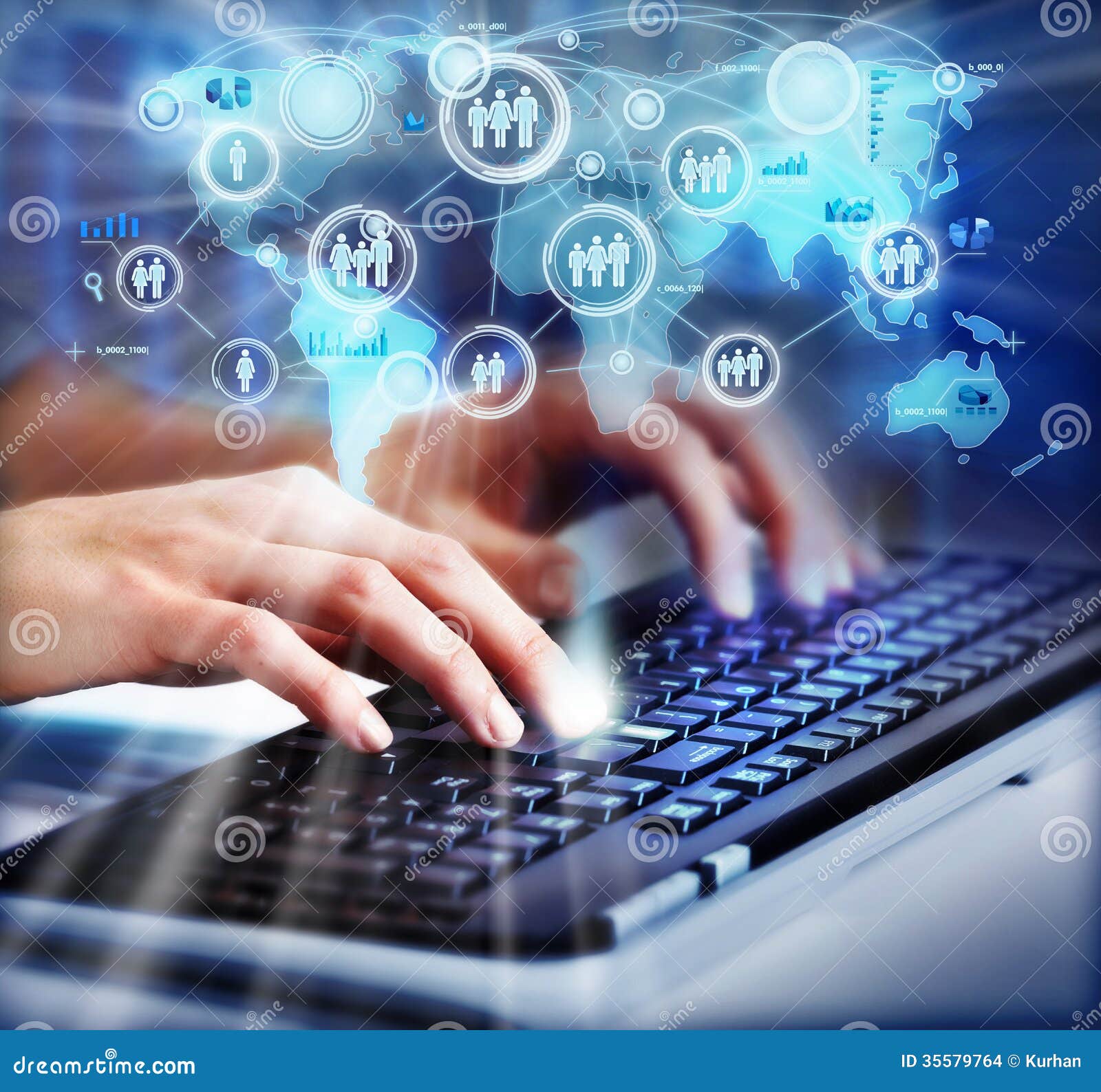 Mani Con Una Tastiera Di Computer. Fotografia Stock - Immagine di ...