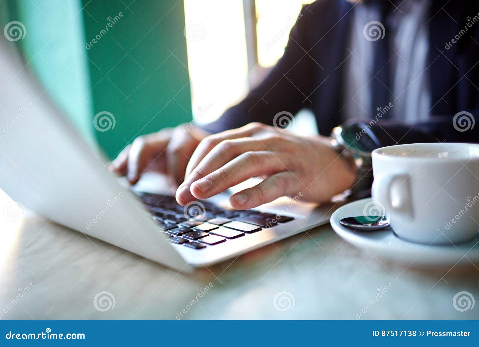 Mani Maschii Che Scrivono Al Computer Portatile Fotografia Stock ...