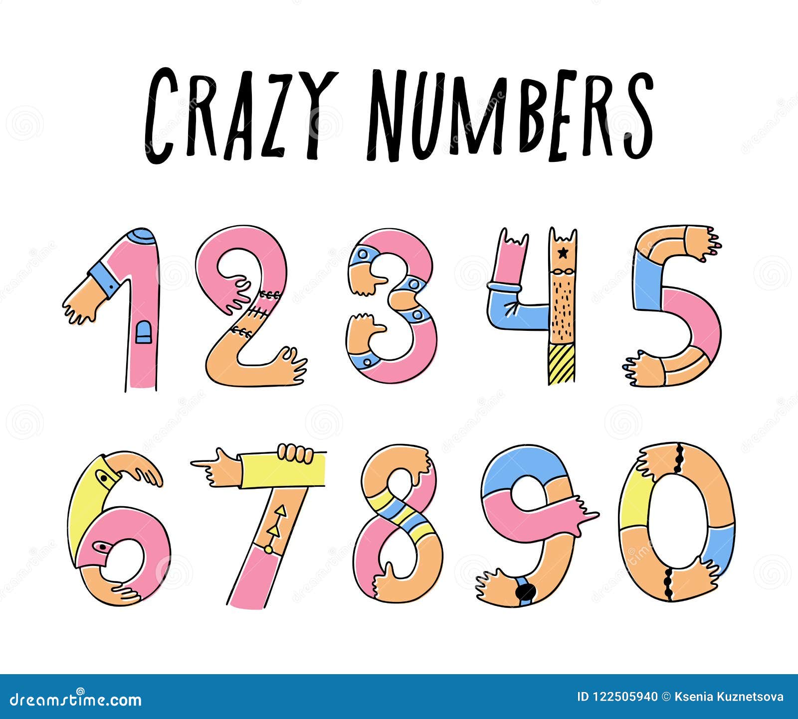 Mani sui numeri pazzi illustrazione vettoriale. Illustrazione di ...