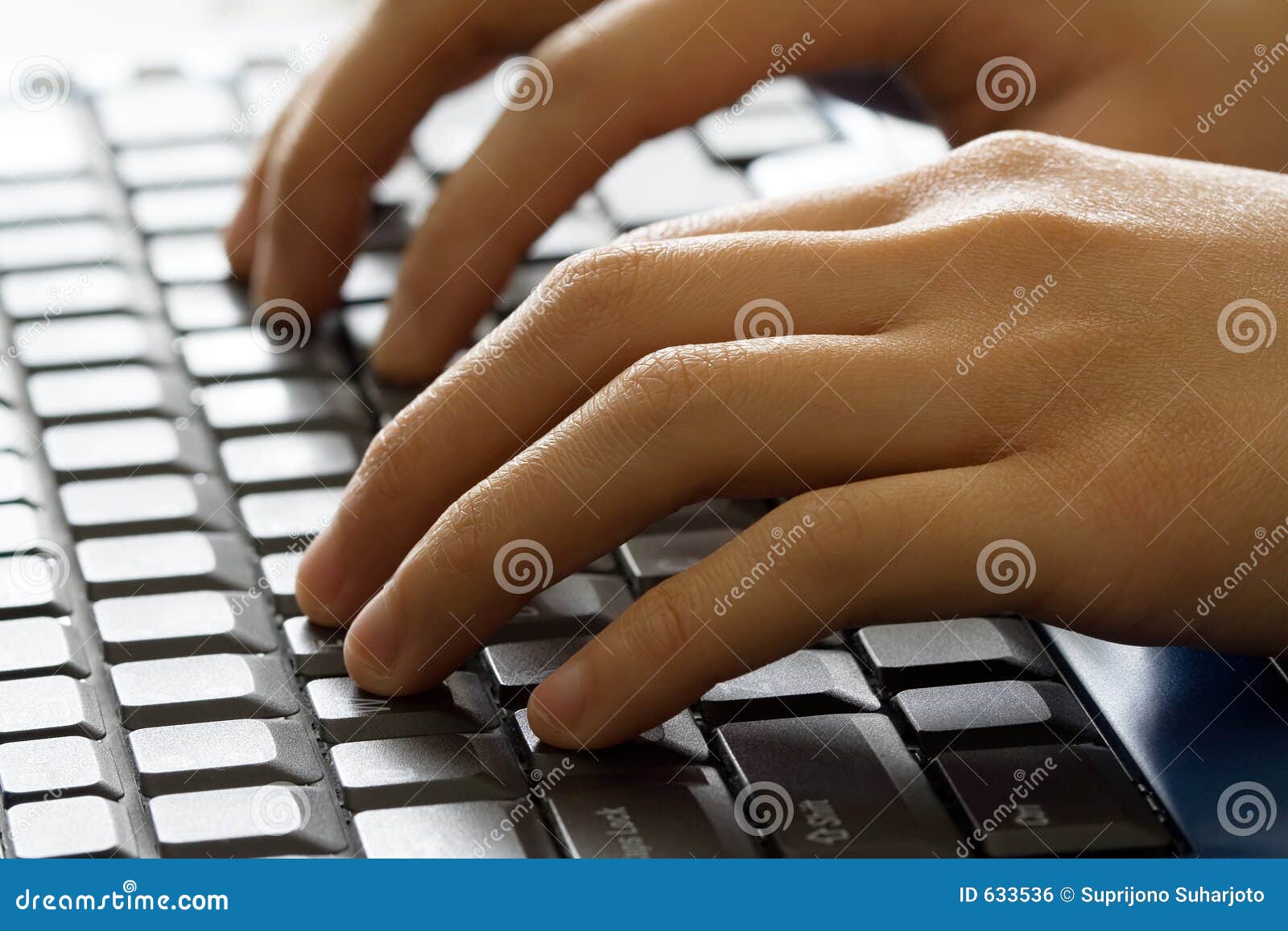 Mani Sul Computer Portatile Fotografia Stock - Immagine di digitare ...