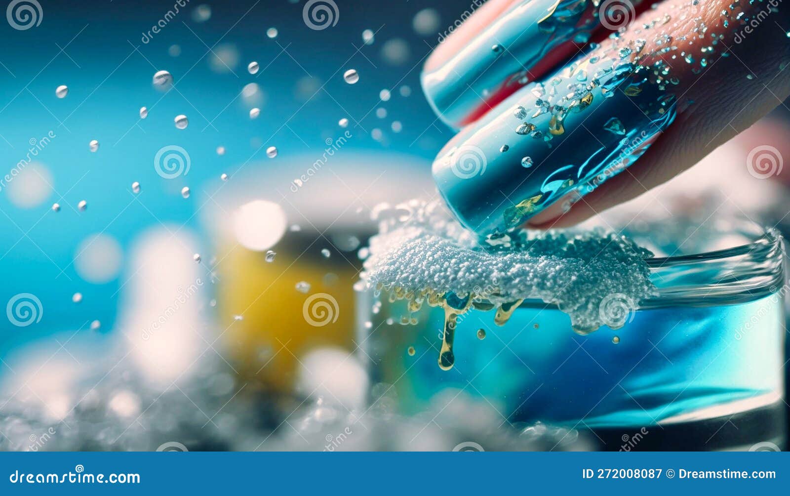 Manicure Close-up Water Splashes, Generative AI Stock Illustration ...