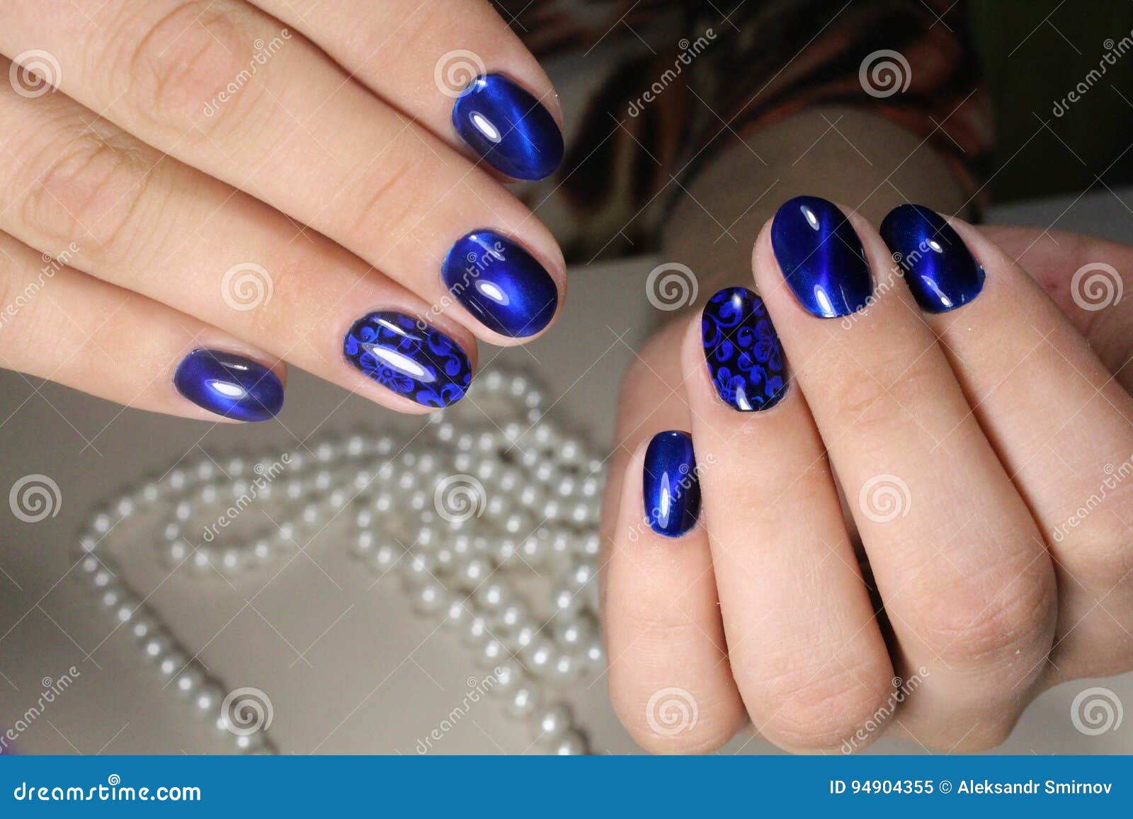 Manicure design blue nails stock image. Image of pretty - 94904355