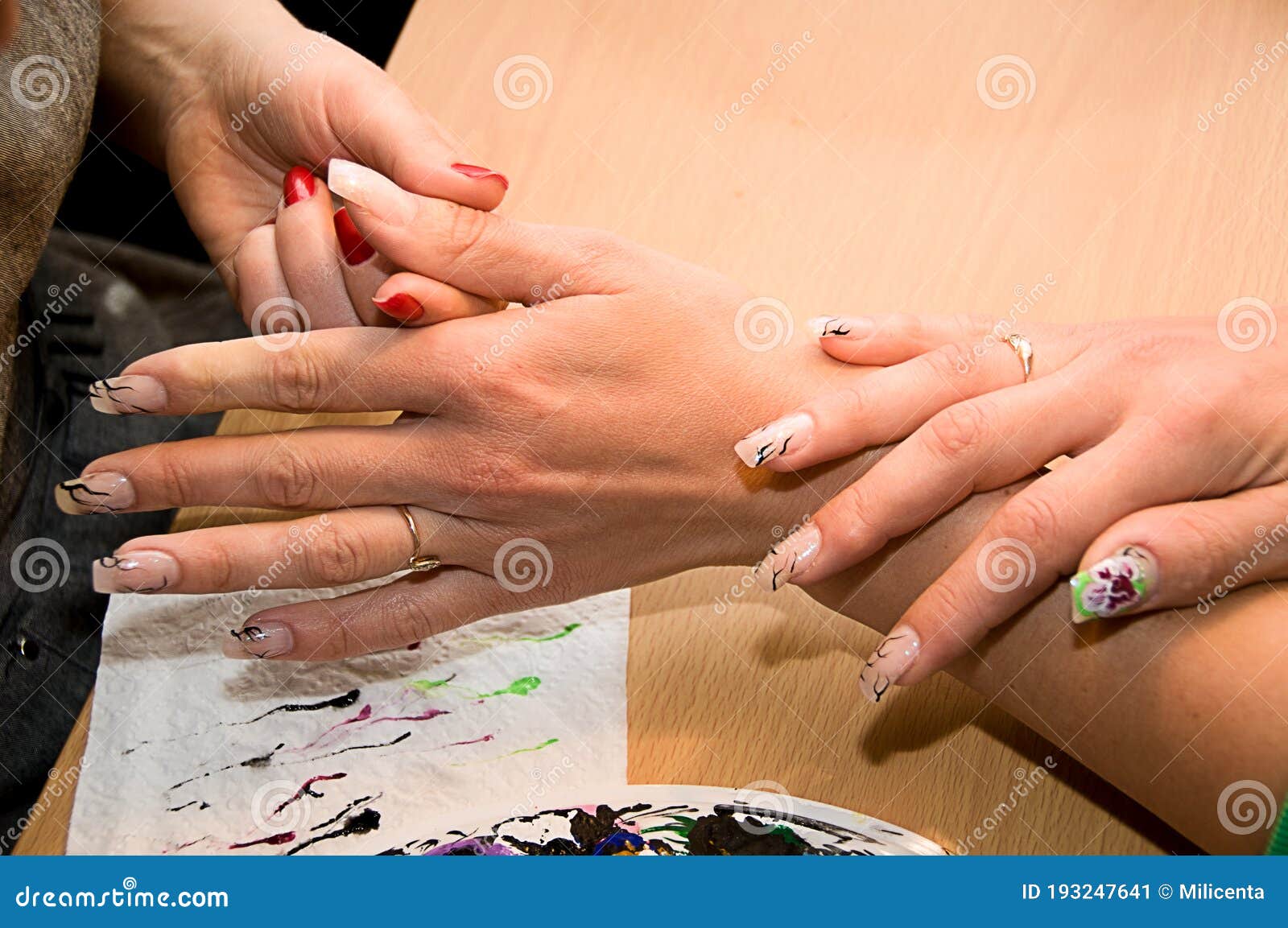 Manicure. Drawing a Picture on a Nail Stock Image - Image of acrylic ...