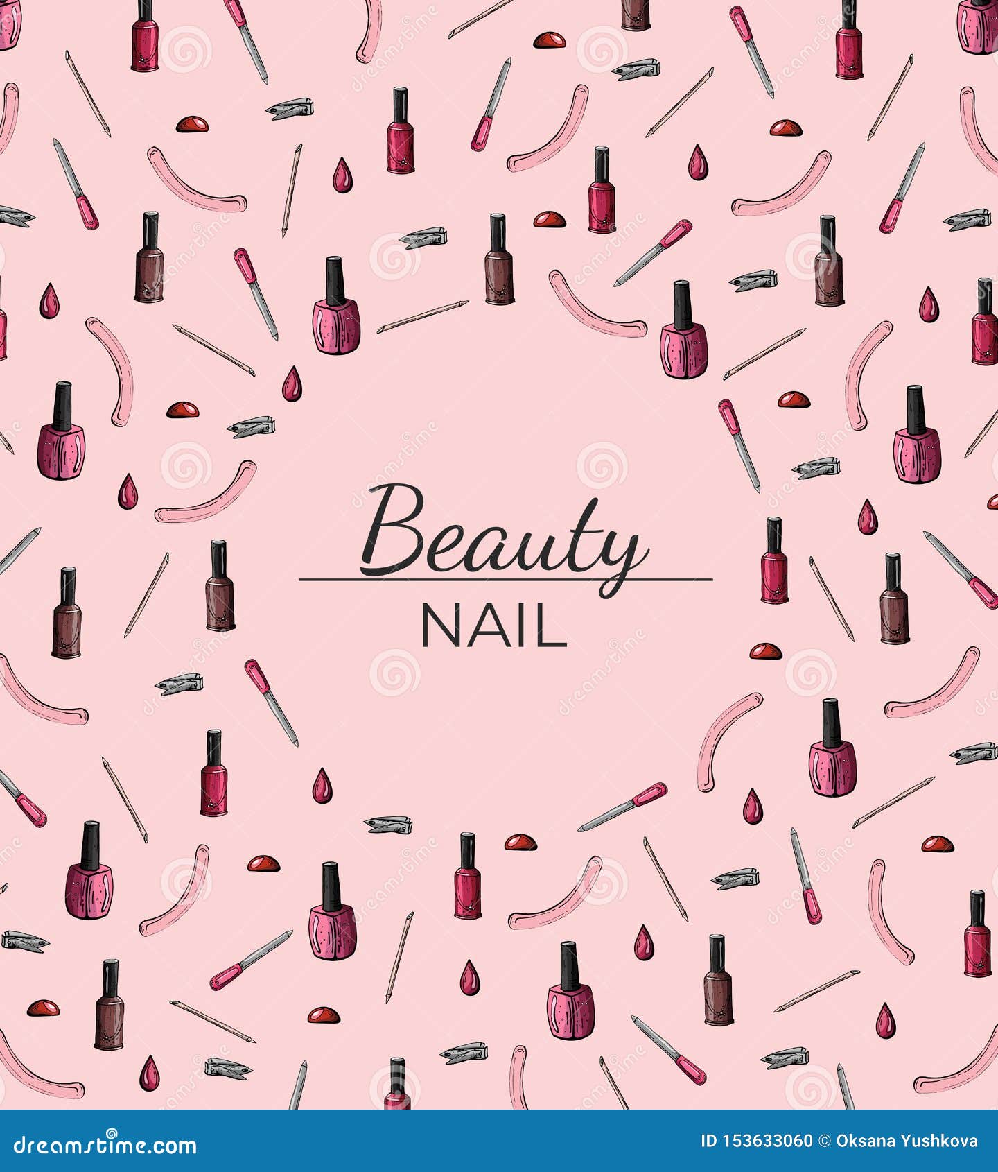 Manicure Frame with Space for Text on a Pink Background Stock ...