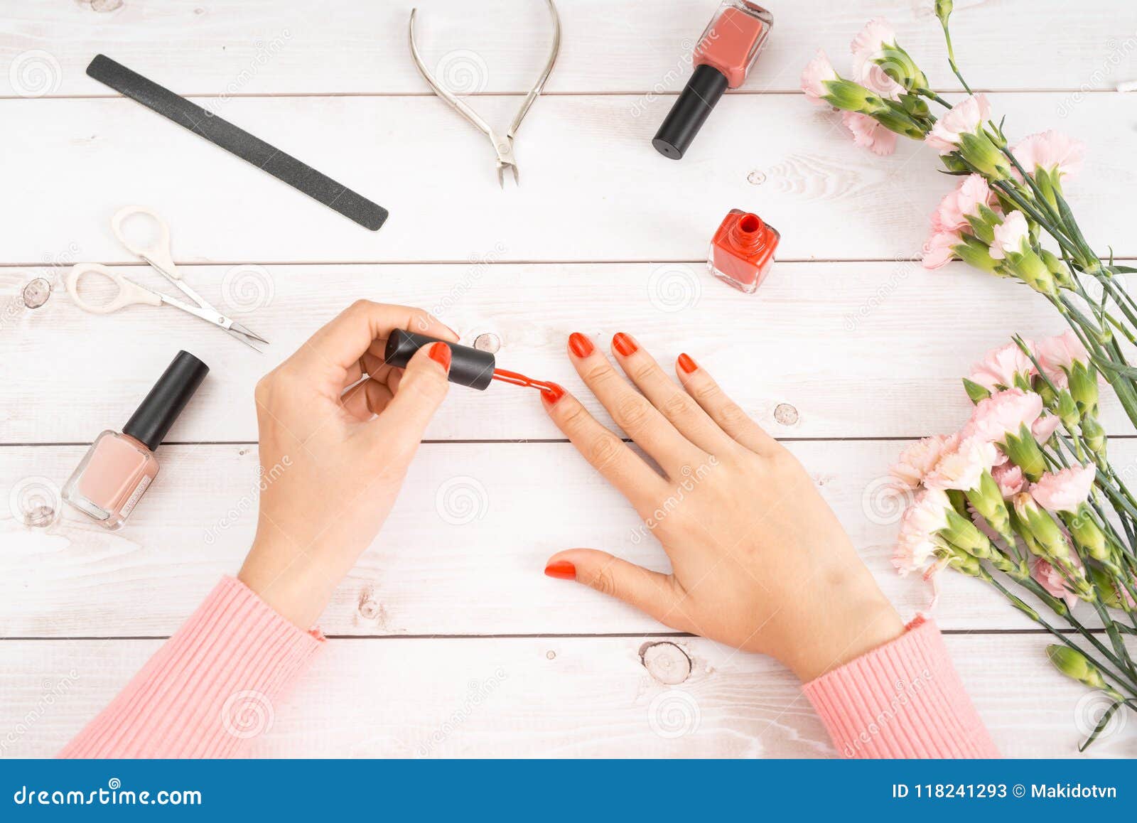 Manicure Nail Paint Multi Color Stock Image - Image of treatment ...