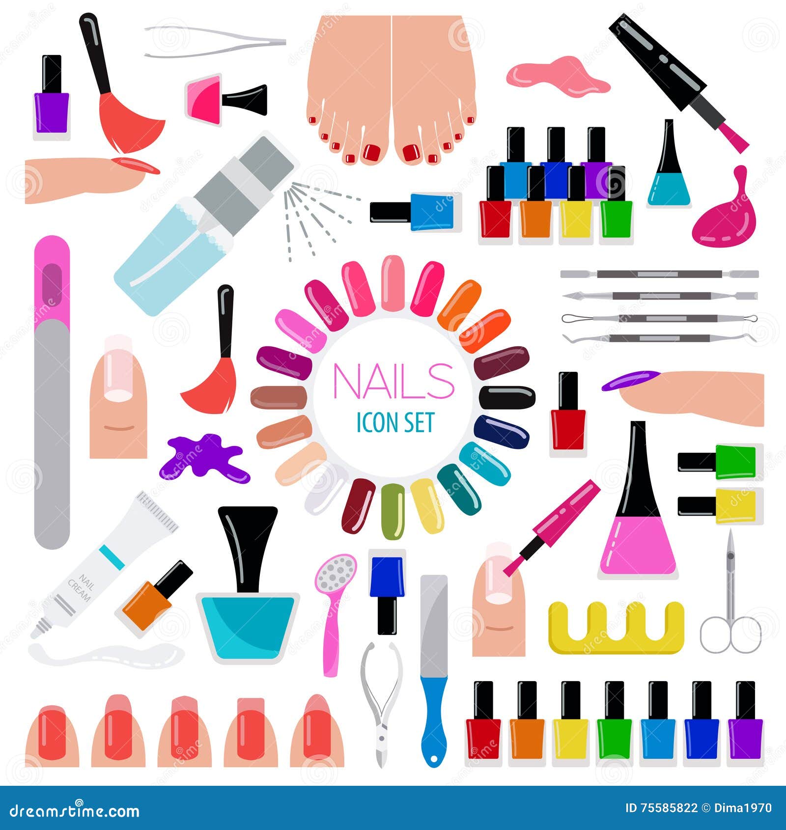 Manicure, Nail Salon. Icon Set Stock Vector - Illustration of icon ...