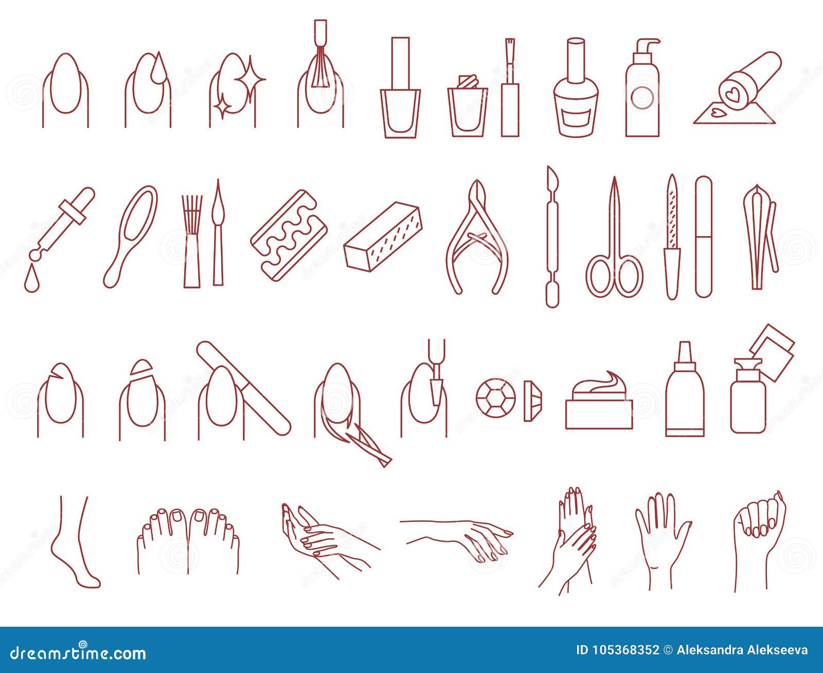 Manicure and Pedicure Icons Vector Set Stock Vector - Illustration of ...