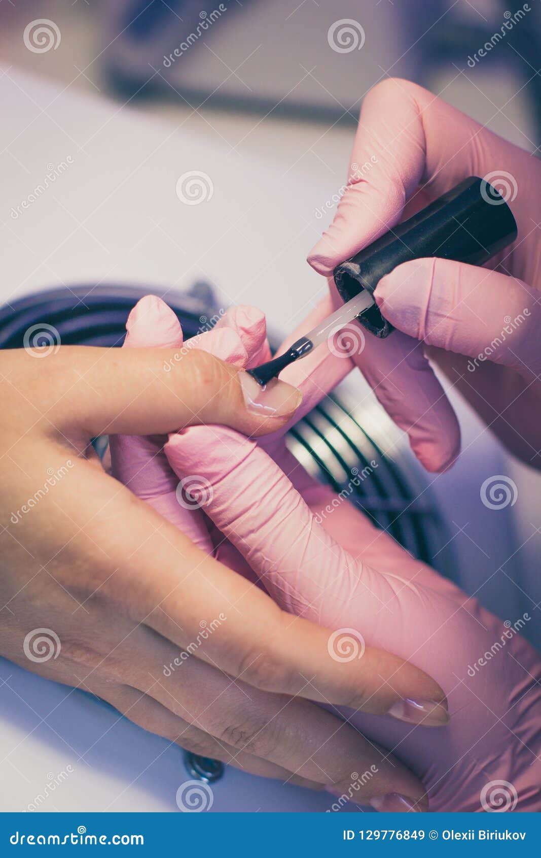 Manicure Procedure. Application of Nail Polish on Nails Stock Image ...