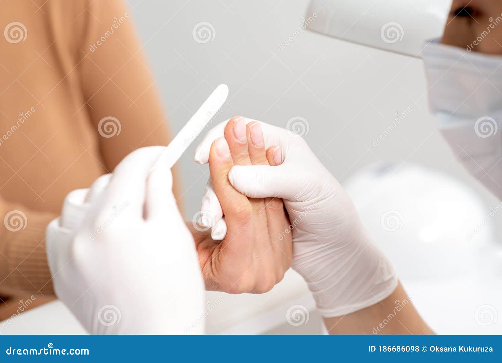 Manicure Procedure by Nail File Stock Photo - Image of finger ...