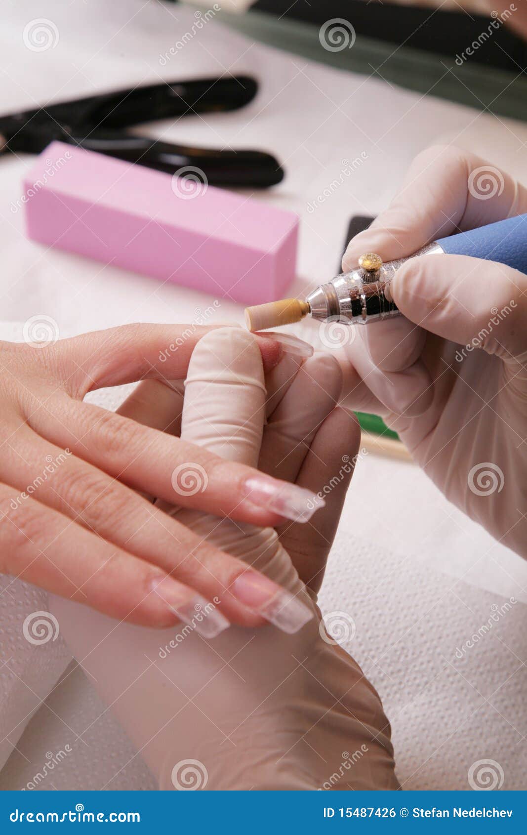 Manicure Procedure by Nailing Stock Photo - Image of health, hygiene ...