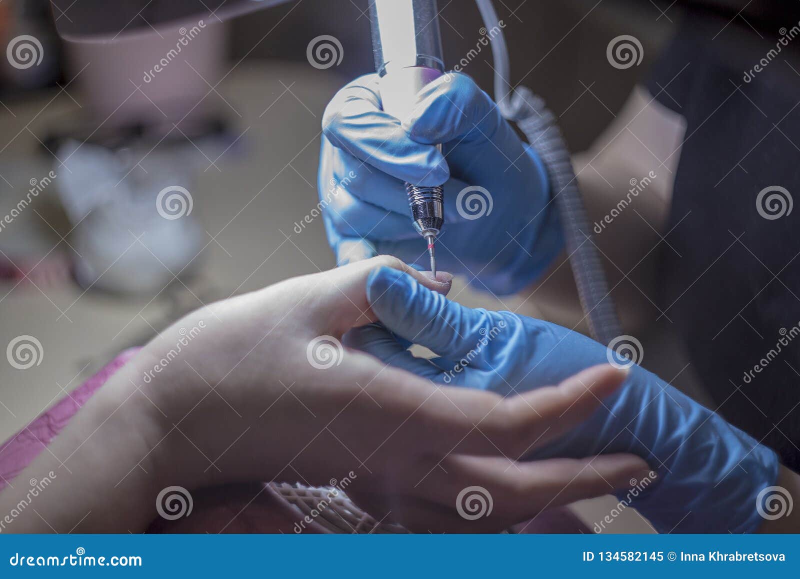 Manicure Process, Cleaning of Nails by a Milling Cutter. Stock Image ...