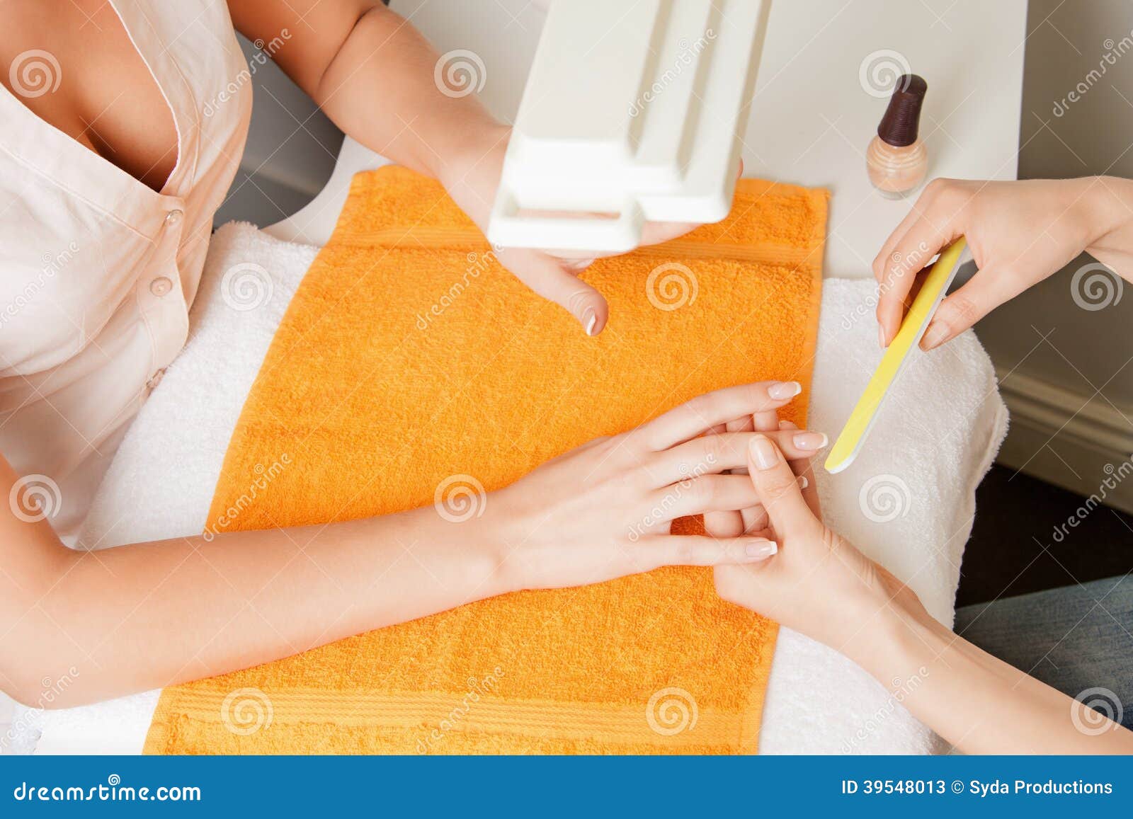 Manicure Process on Female Hands Stock Image - Image of client, nails ...