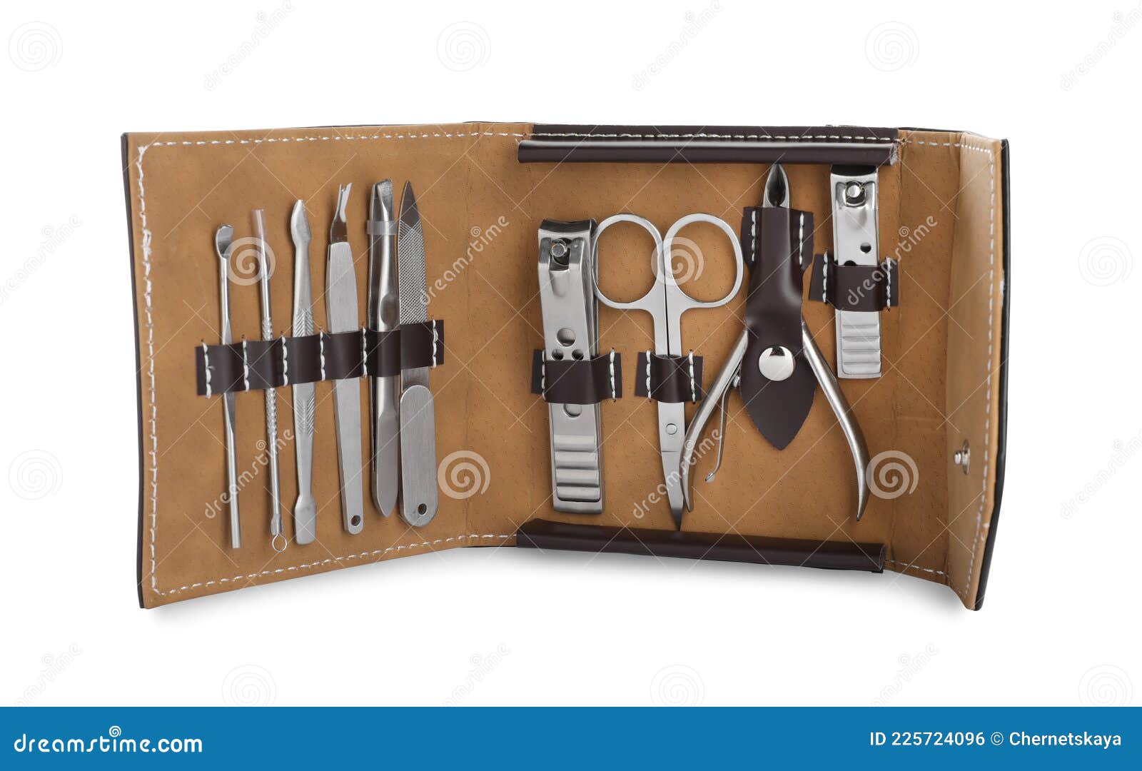 Manicure Set in Case Isolated on White Stock Photo - Image of accessory ...