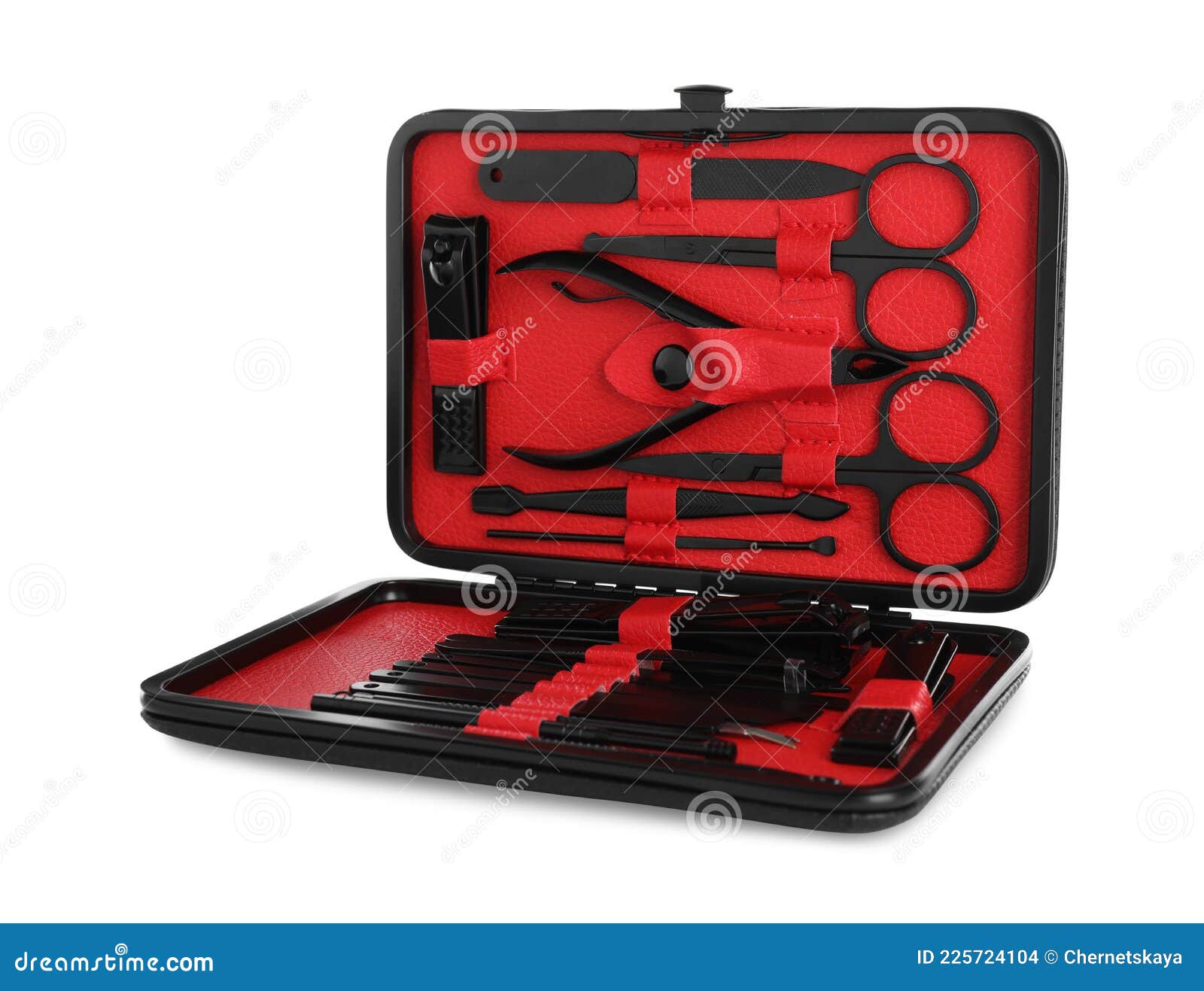 Manicure Set in Case Isolated on White Stock Photo - Image of metal ...