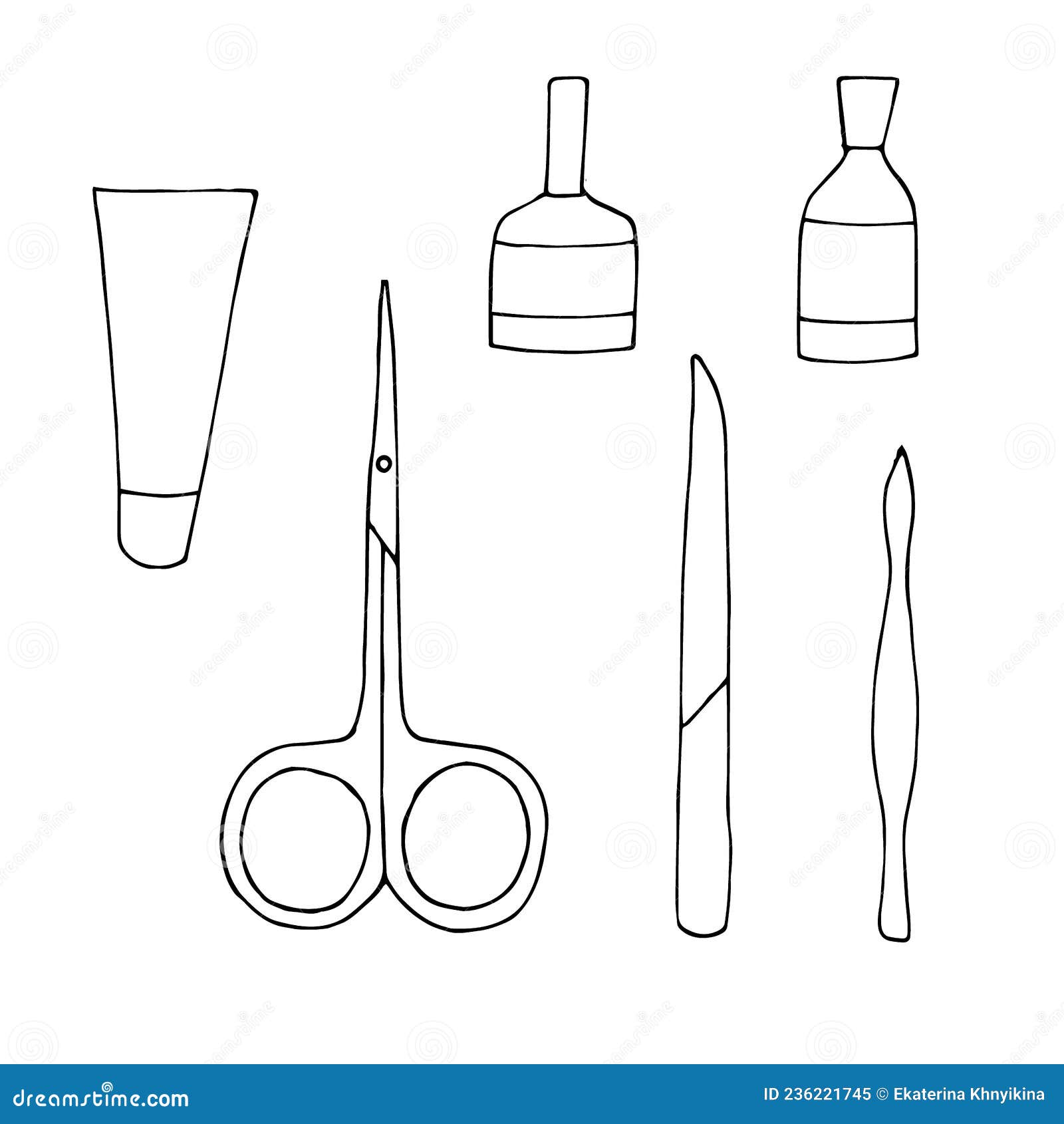 Manicure Set Vector Illustration, Hand Drawing Doodle Stock ...