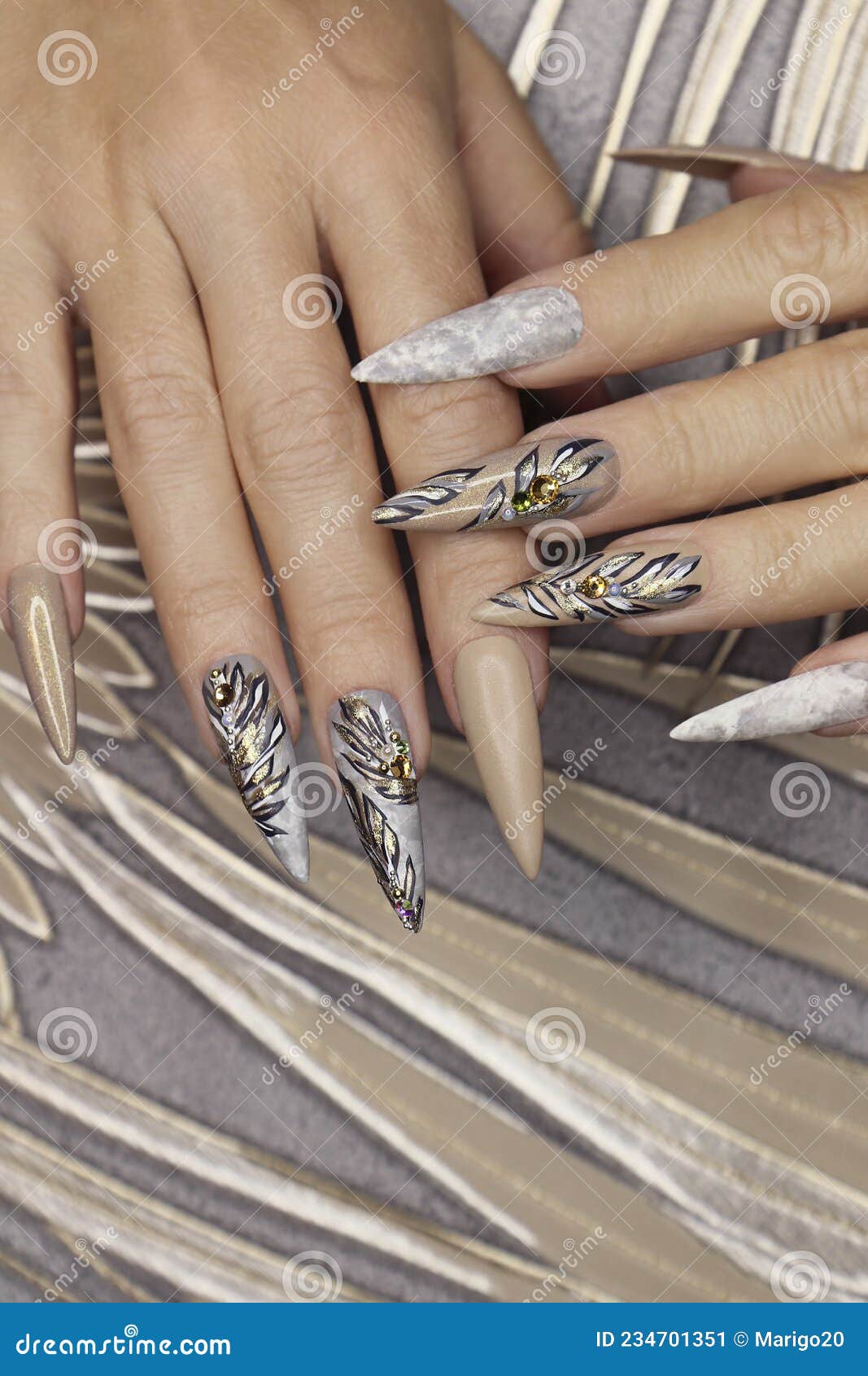 Manicure on the Sharp Shape of Nails . Stock Image - Image of acrylic ...