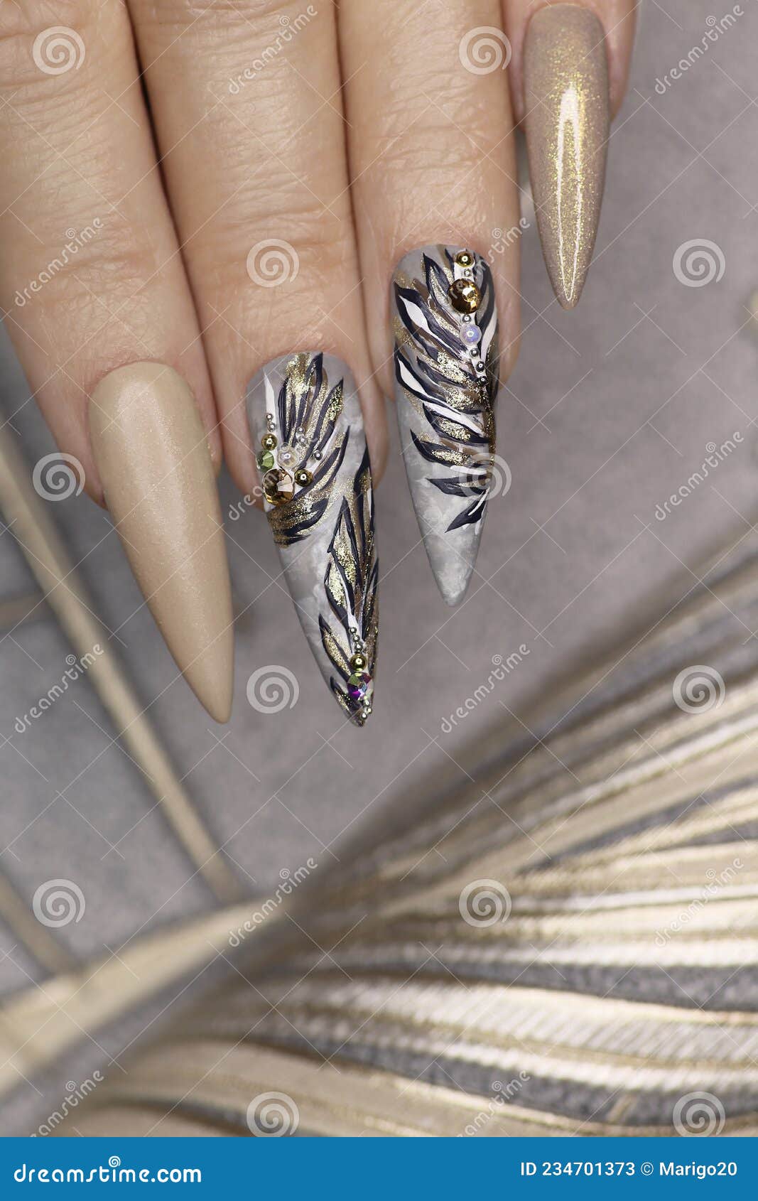 Manicure on the Sharp Shape of Nails . Stock Image - Image of nail ...