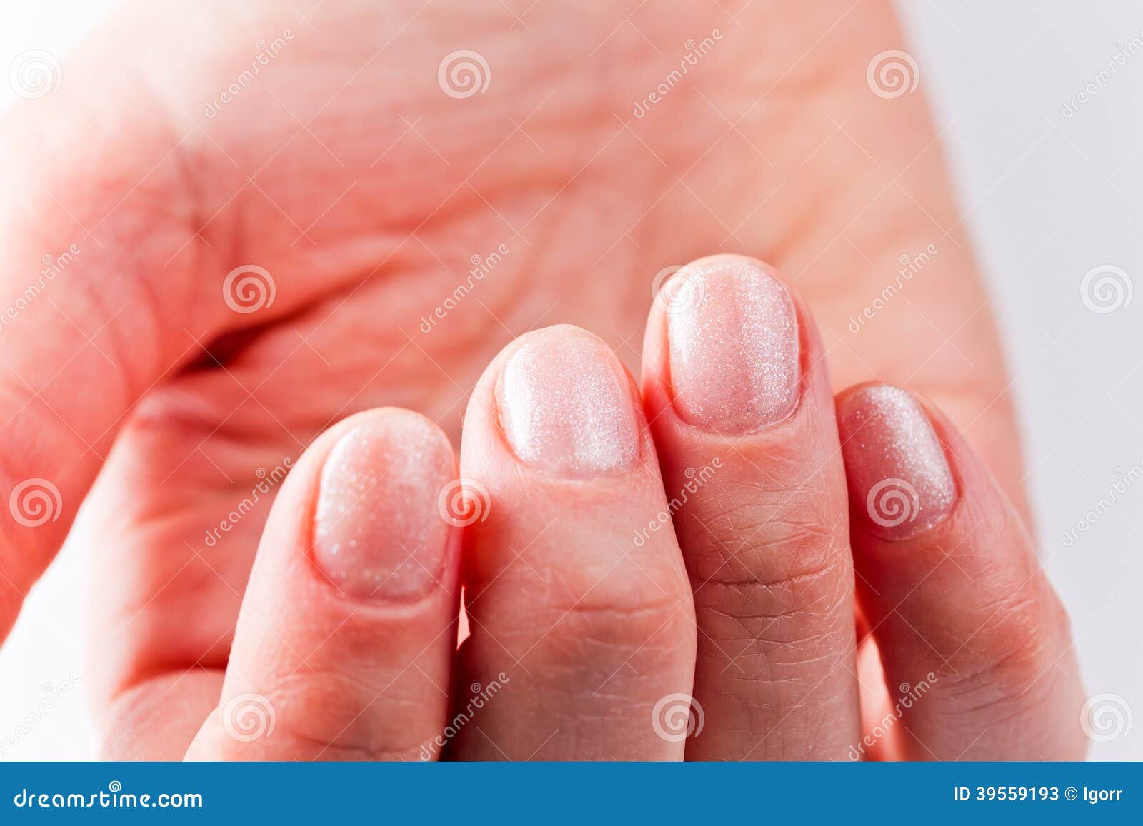 Manicure on short nails stock image. Image of hand, white - 39559193