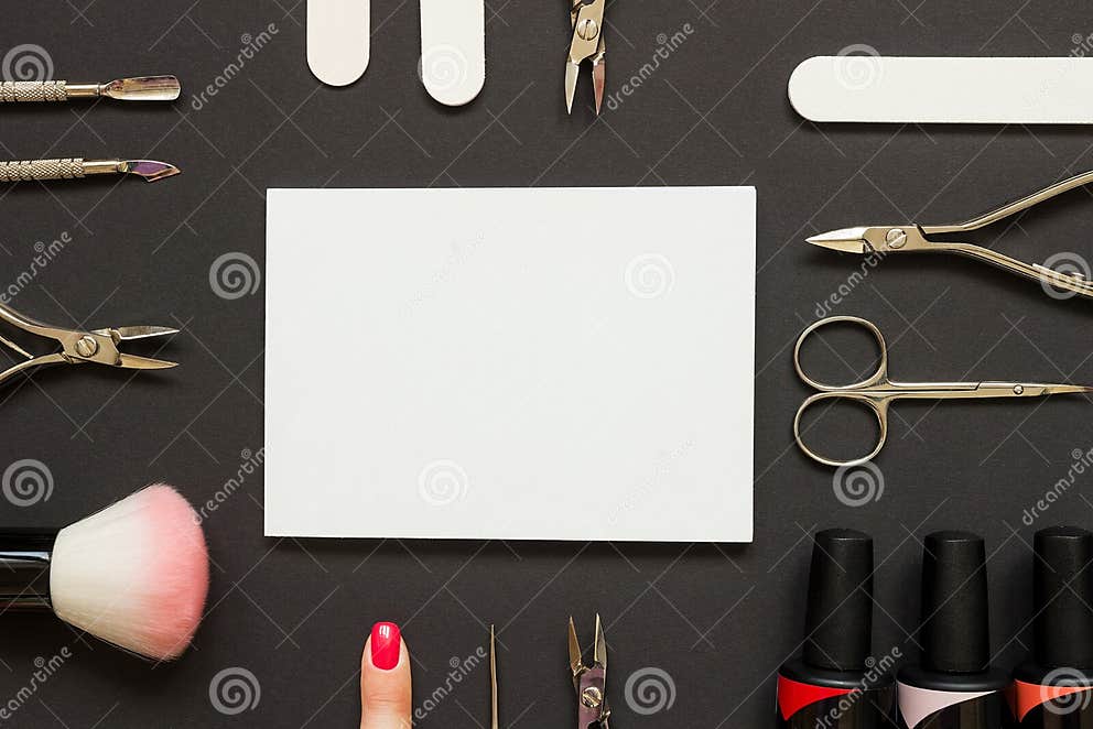 Manicure Tools on the Dark Background Stock Image - Image of polish ...