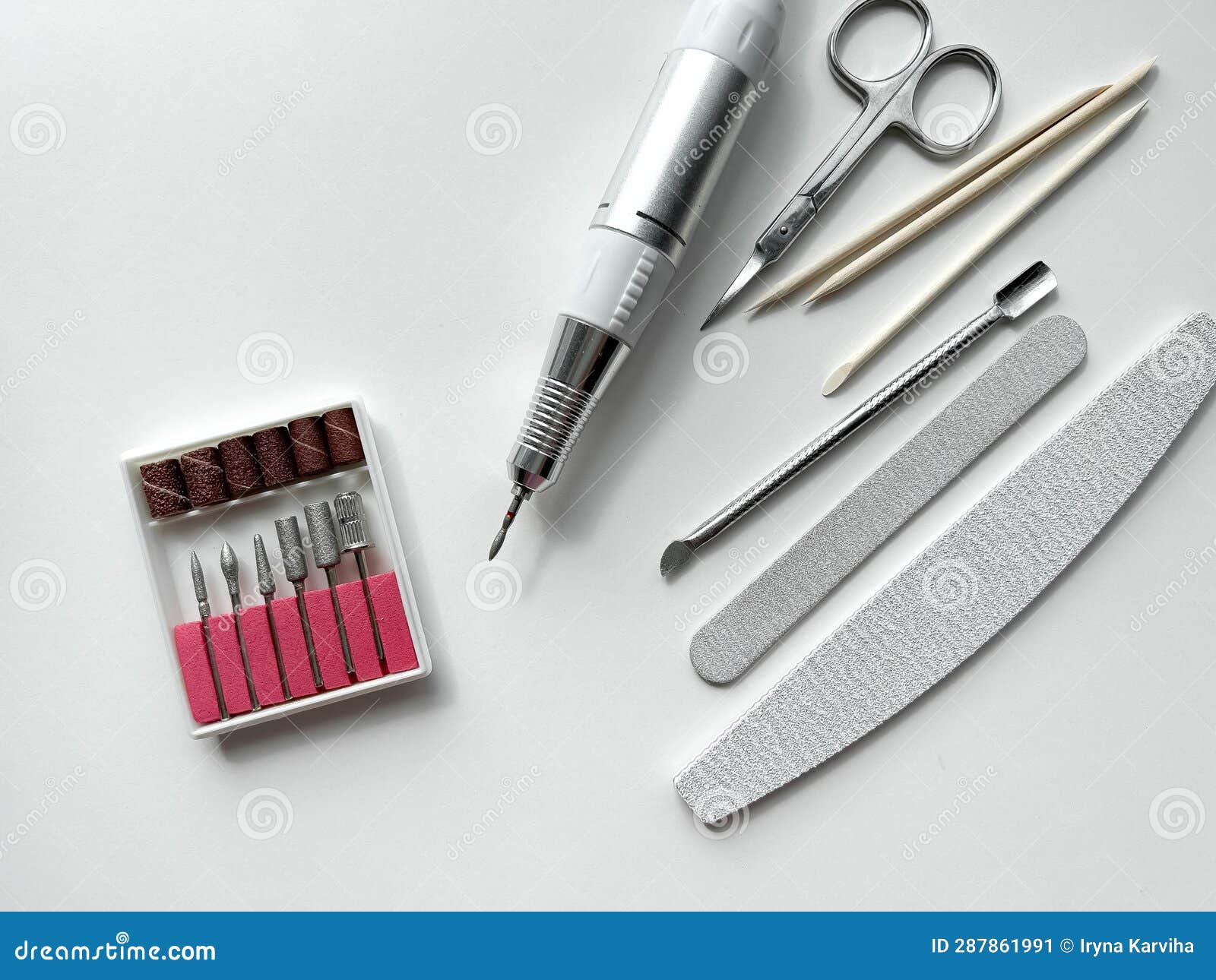 Manicure Tools on White Background, Professional Stock Image - Image of ...
