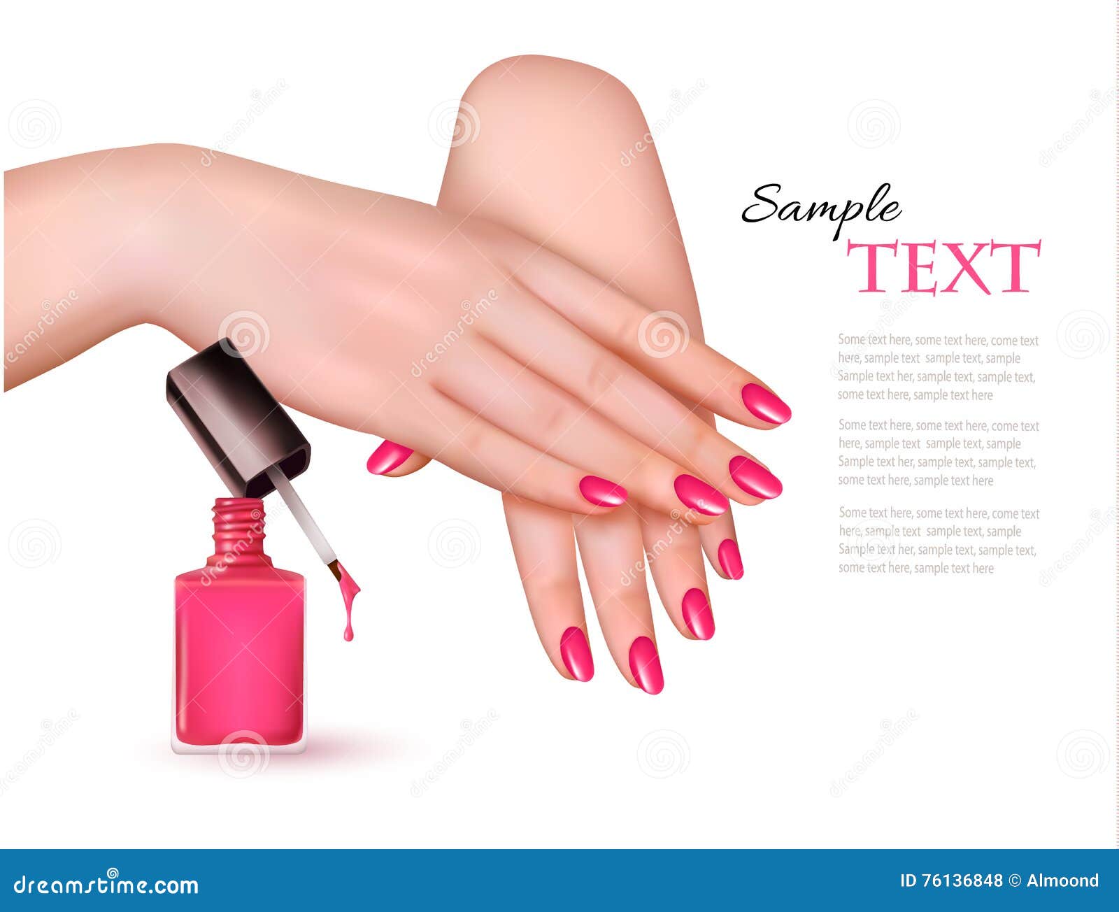 Manicured Hands and a Nail Polish Bottle. Stock Vector - Illustration ...