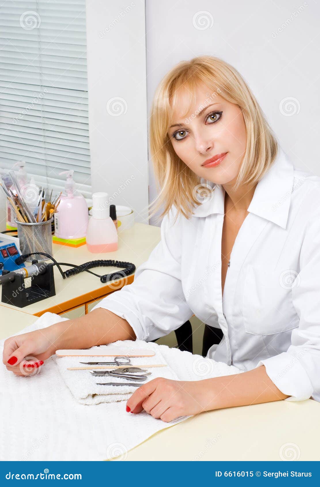 Manicurist Portrait in Interior of Nail Salon Stock Image - Image of ...