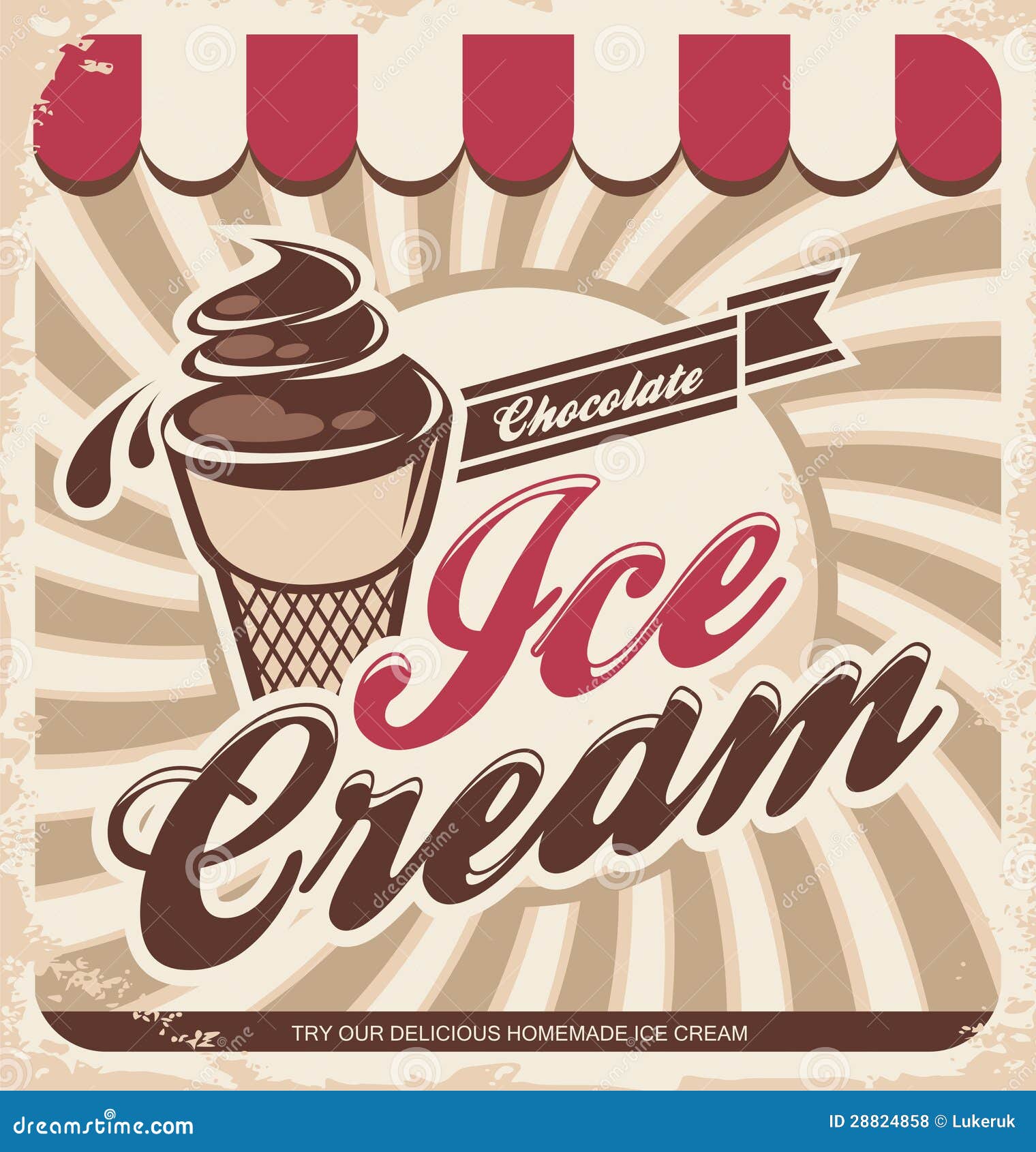 Manifesto del gelato retro illustrazione vettoriale. Illustrazione di ...