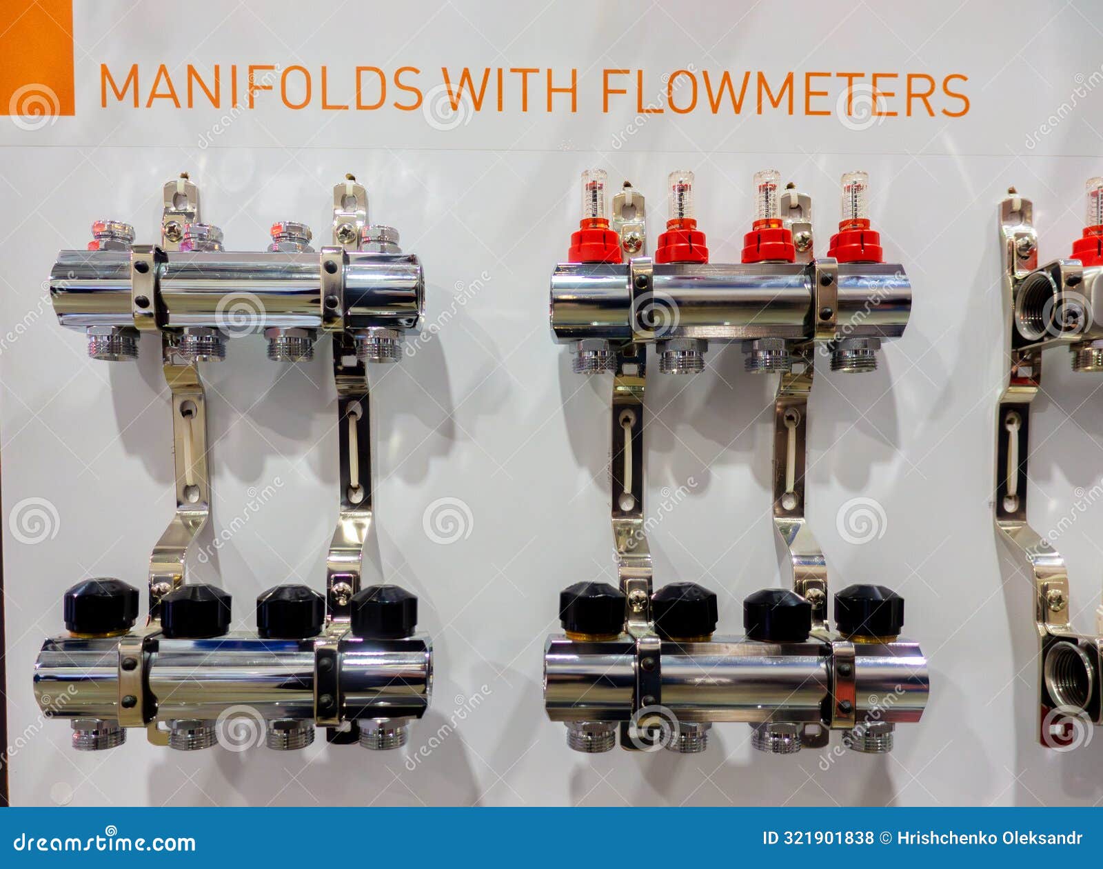 Manifolds and Manifold Blocks with Flow Meter Stock Photo - Image of ...