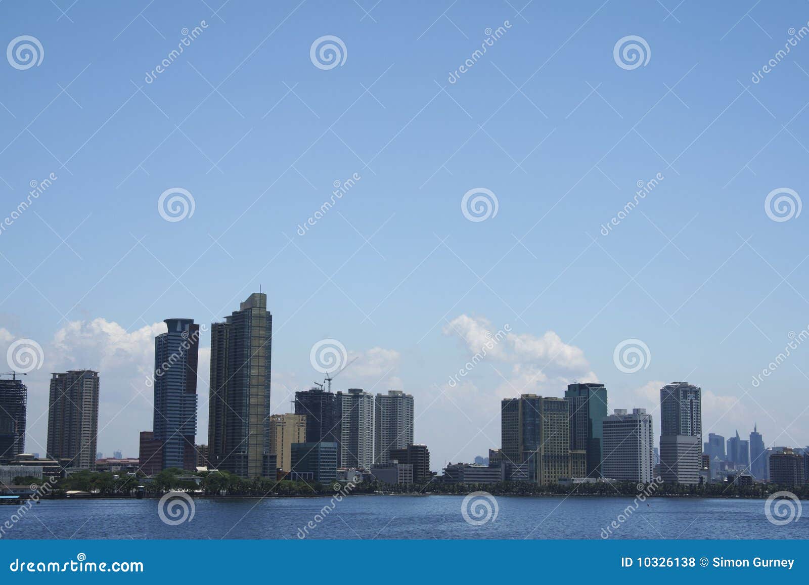 Manila Baywalk City Skyline Philippines Stock Photo - Image of cloudy ...
