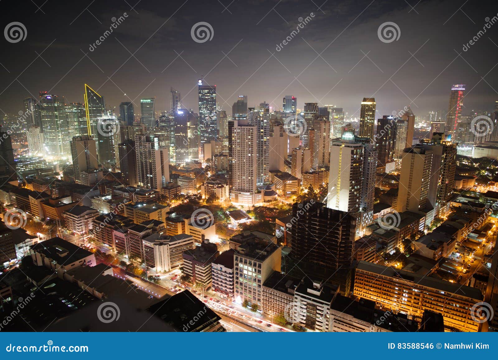 Manila City Skyline Nightview Editorial Photo - Image of buildding ...