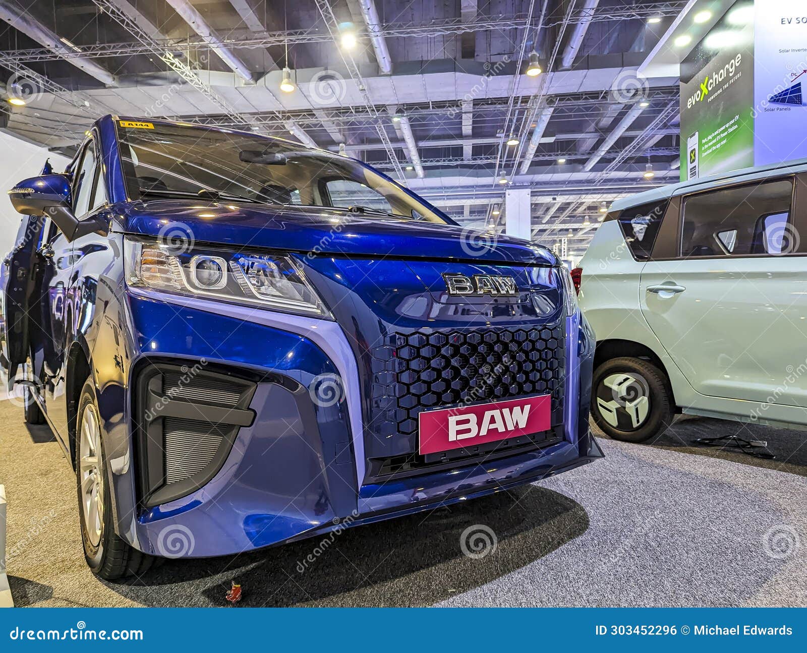 Manila, Philippines a BAW MPV Passenger EV on Display at an Expo ...