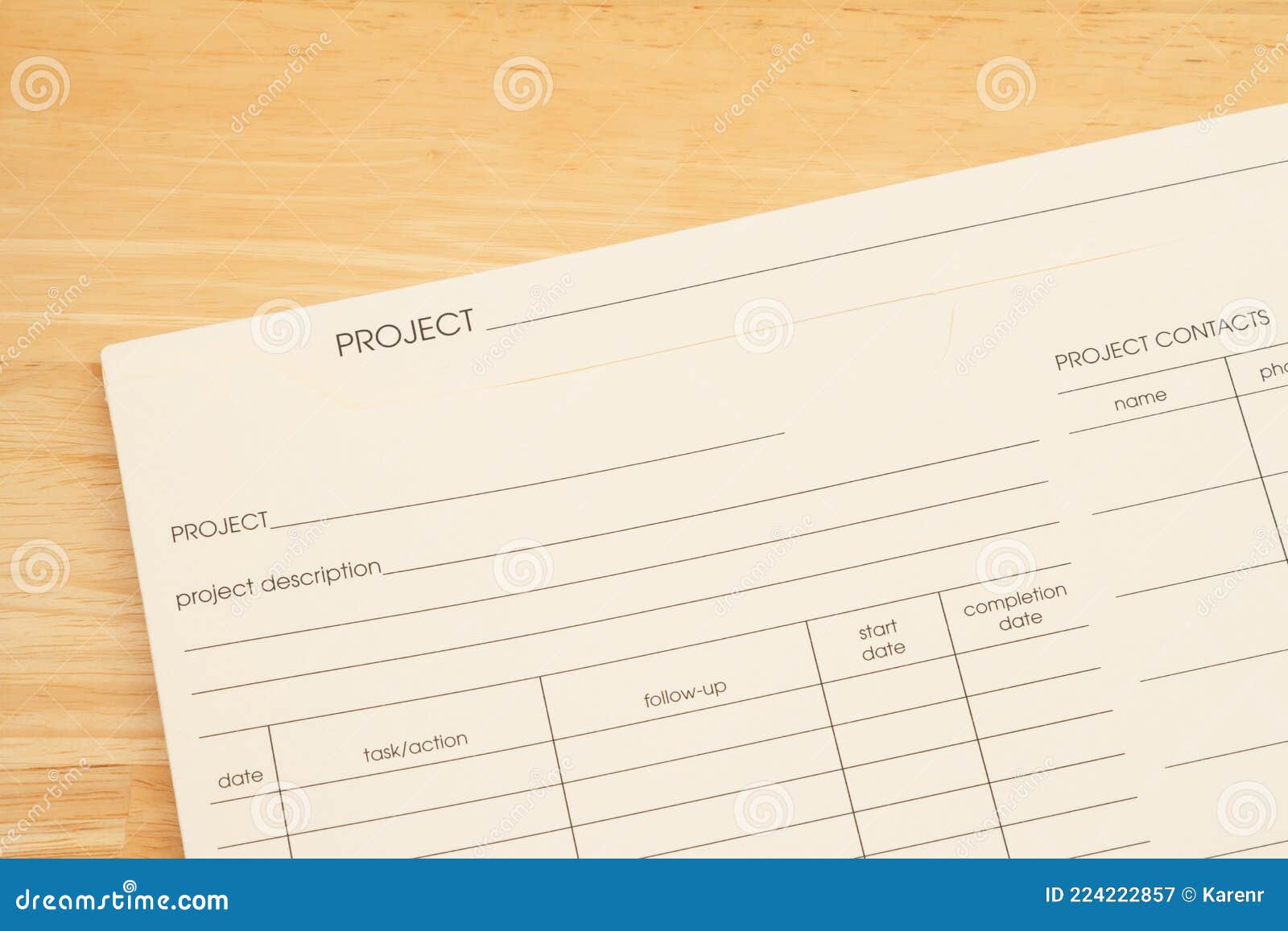 Manila Project Plan Folder on a Wood Desk Stock Image - Image of words ...