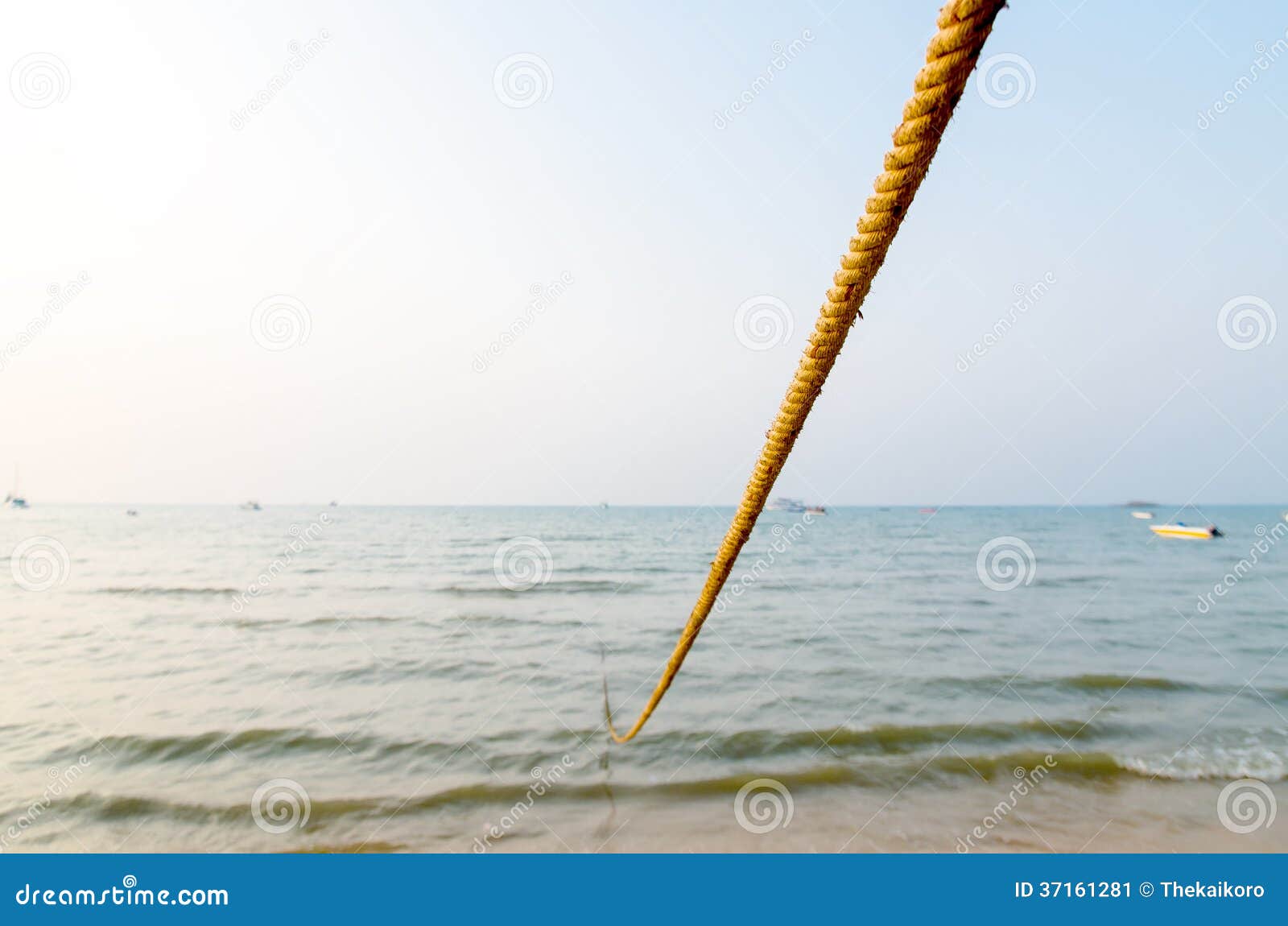 Manila rope on the beach stock image. Image of natural - 37161281