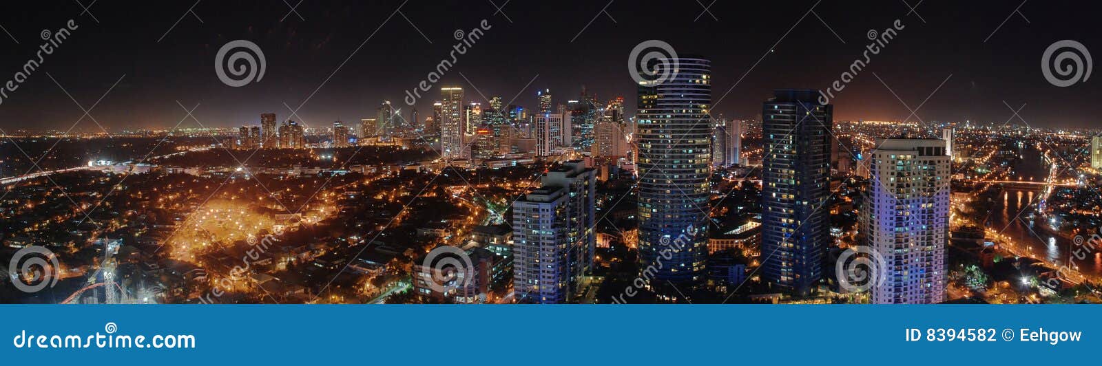 Manila Skyline at Night stock photo. Image of makati, business - 8394582