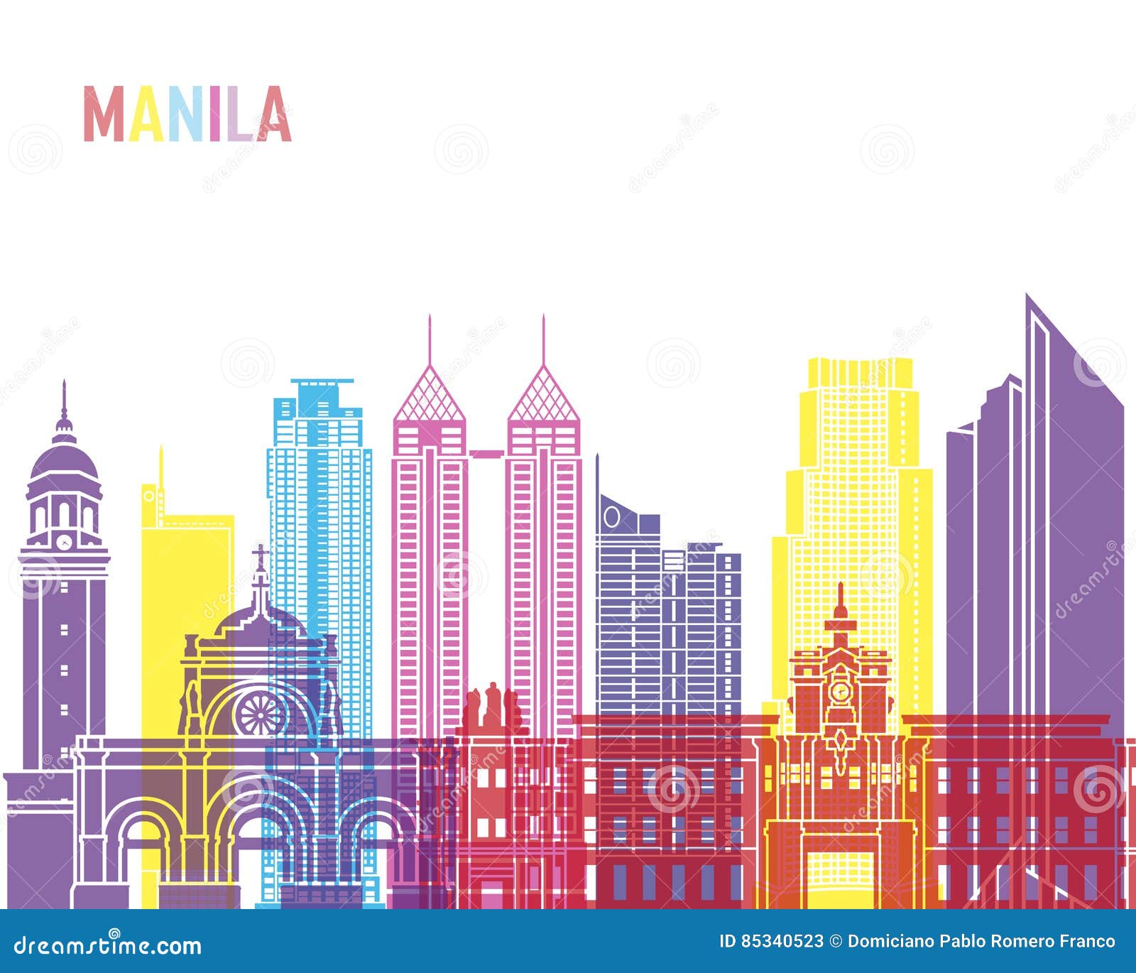 Manila Skyline Philippines Stock Illustrations – 108 Manila Skyline ...