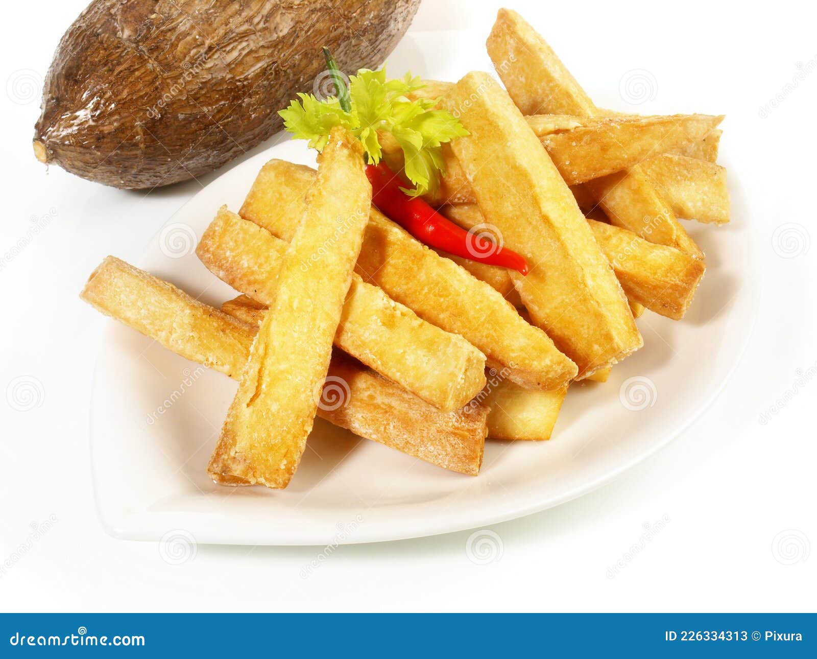 Manioc Sticks on White Background - Isolated Stock Image - Image of ...