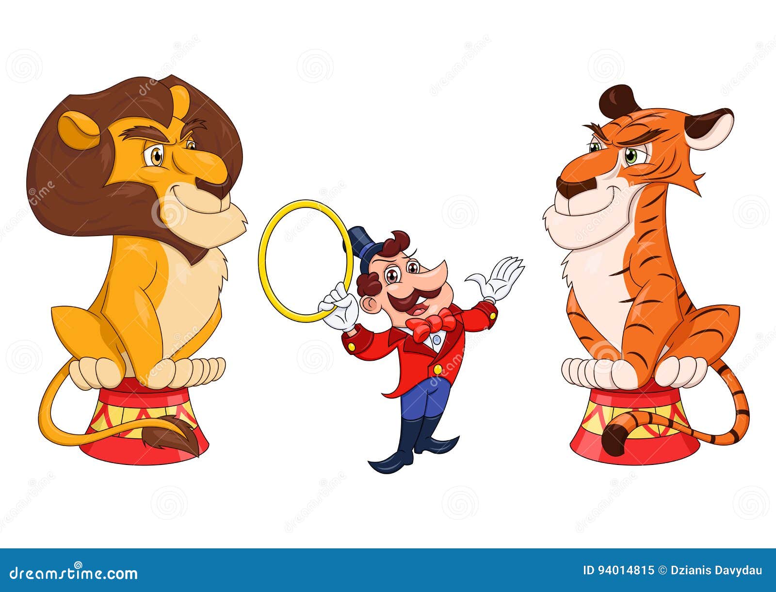 Manipulateur Avec Le Lion Et Le Tigre 2 Illustration de Vecteur ...