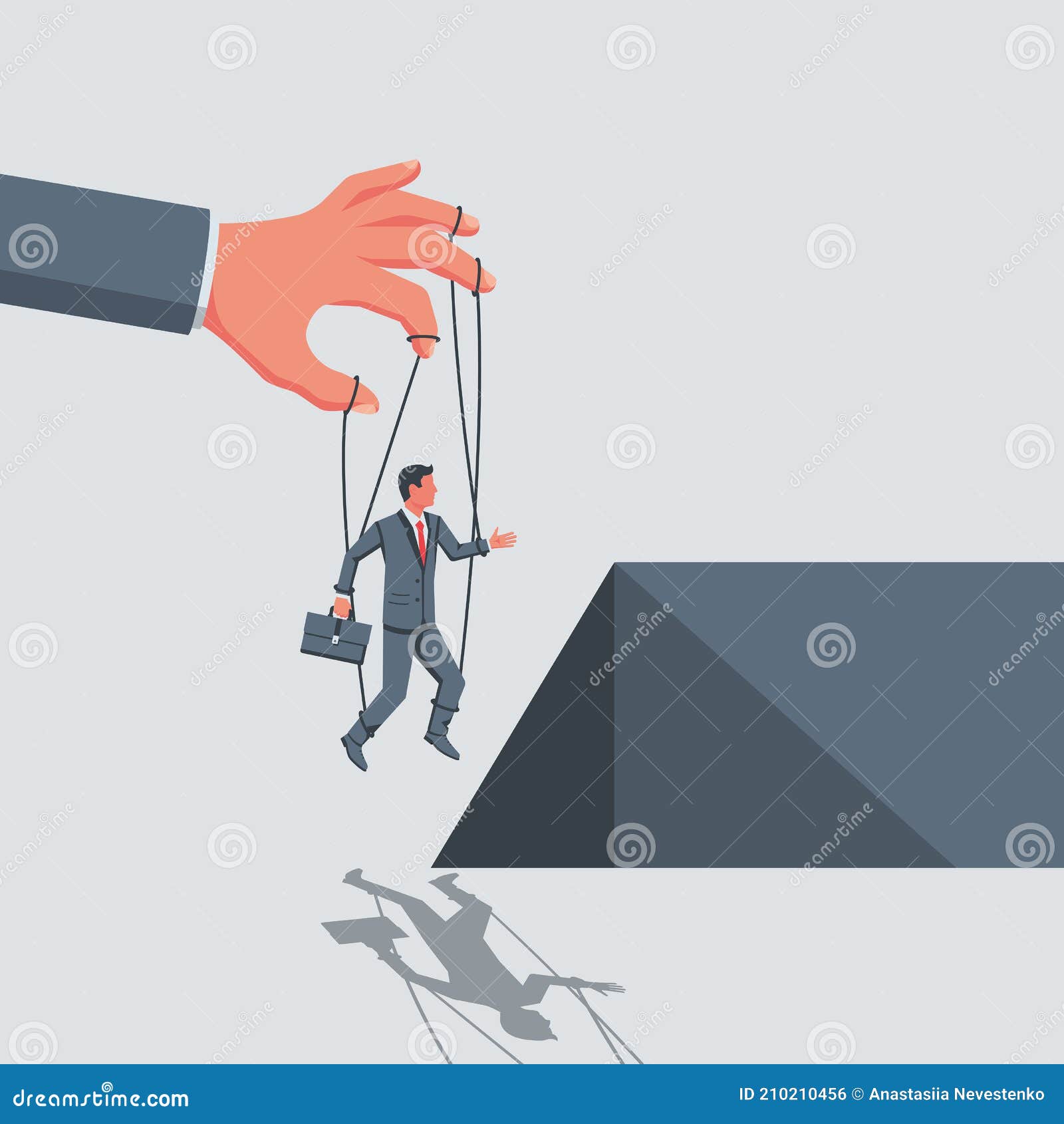 Manipulation Concept. Worker on Ropes Vector Stock Vector ...