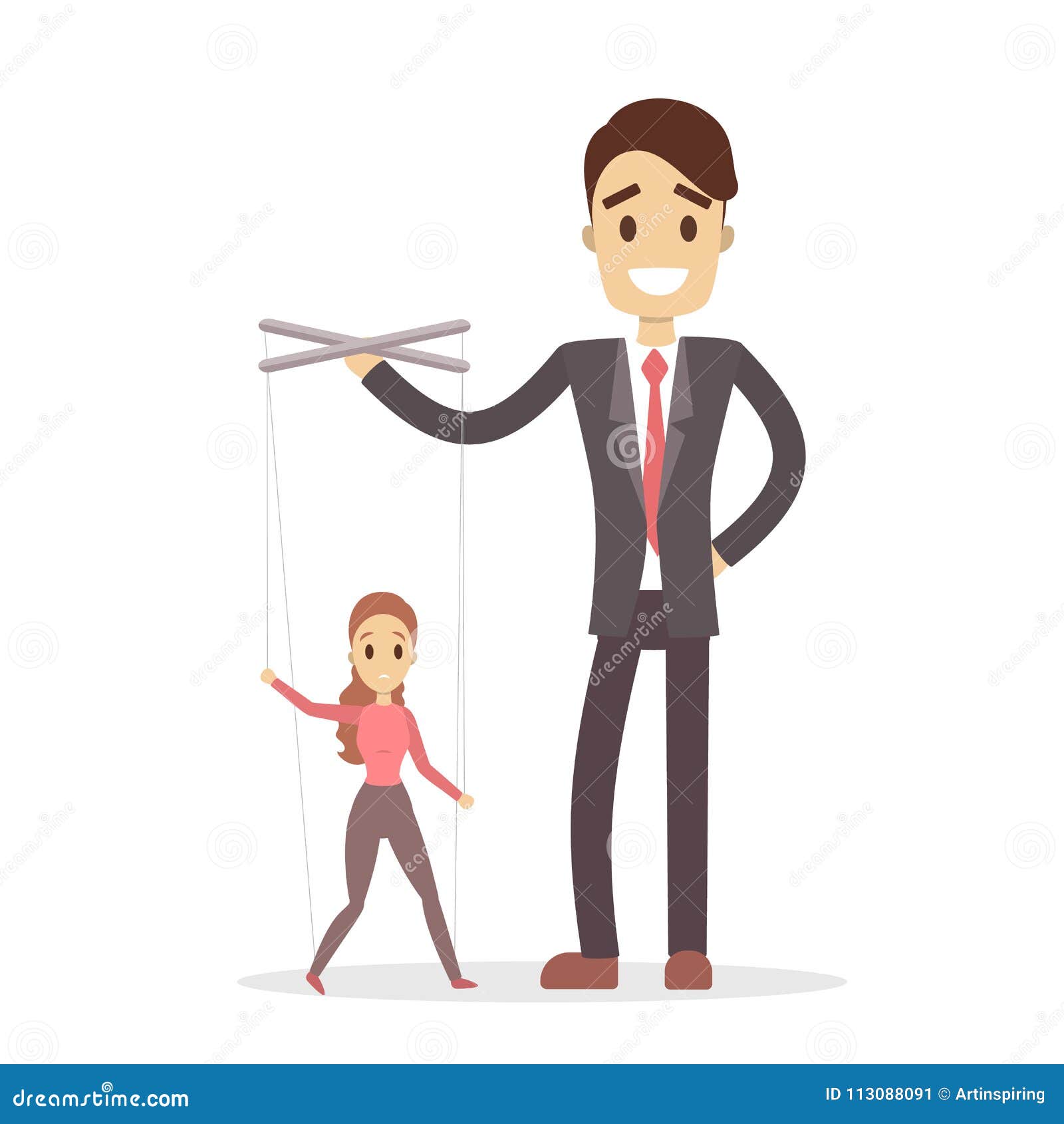 Manipulation of man. stock vector. Illustration of manipulate - 113088091