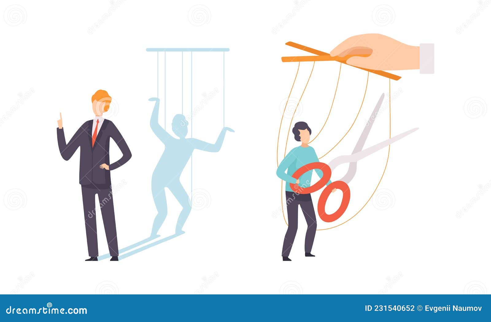 Manipulation of People with Tiny Man with Strings Controlled by Someone ...