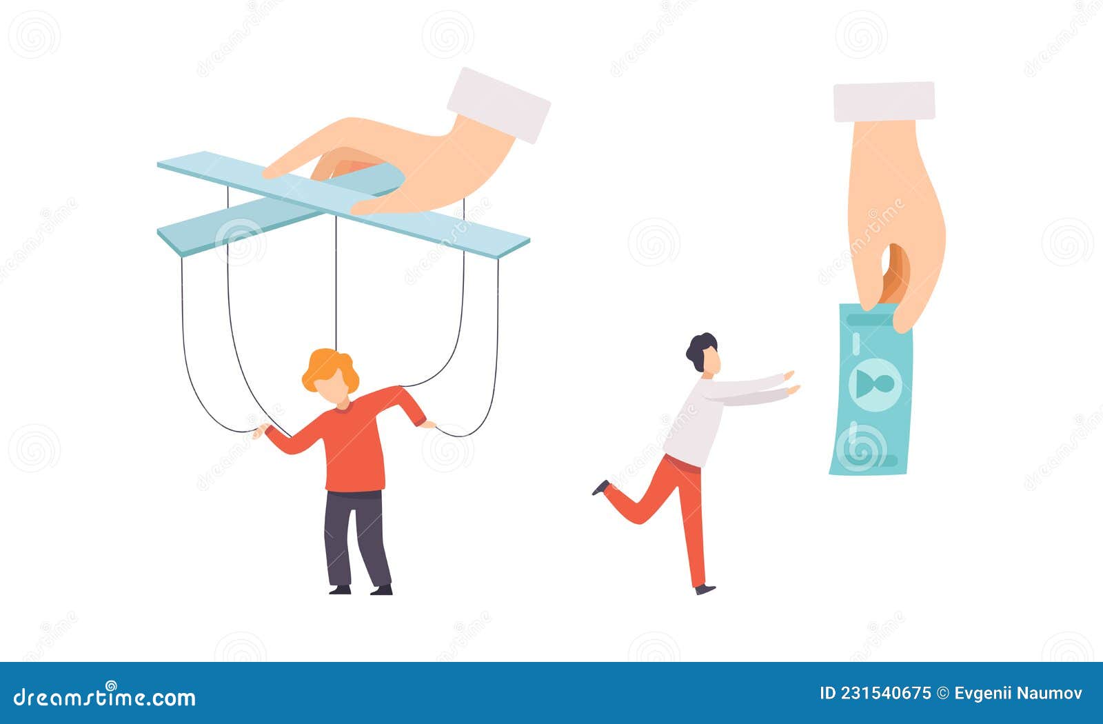 Manipulation of People with Tiny Man with Strings Controlled by Someone ...