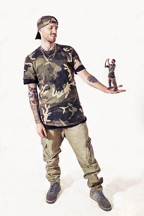 Manipulation of Two Rap Singers Posing in Studio Stock Photo - Image of ...