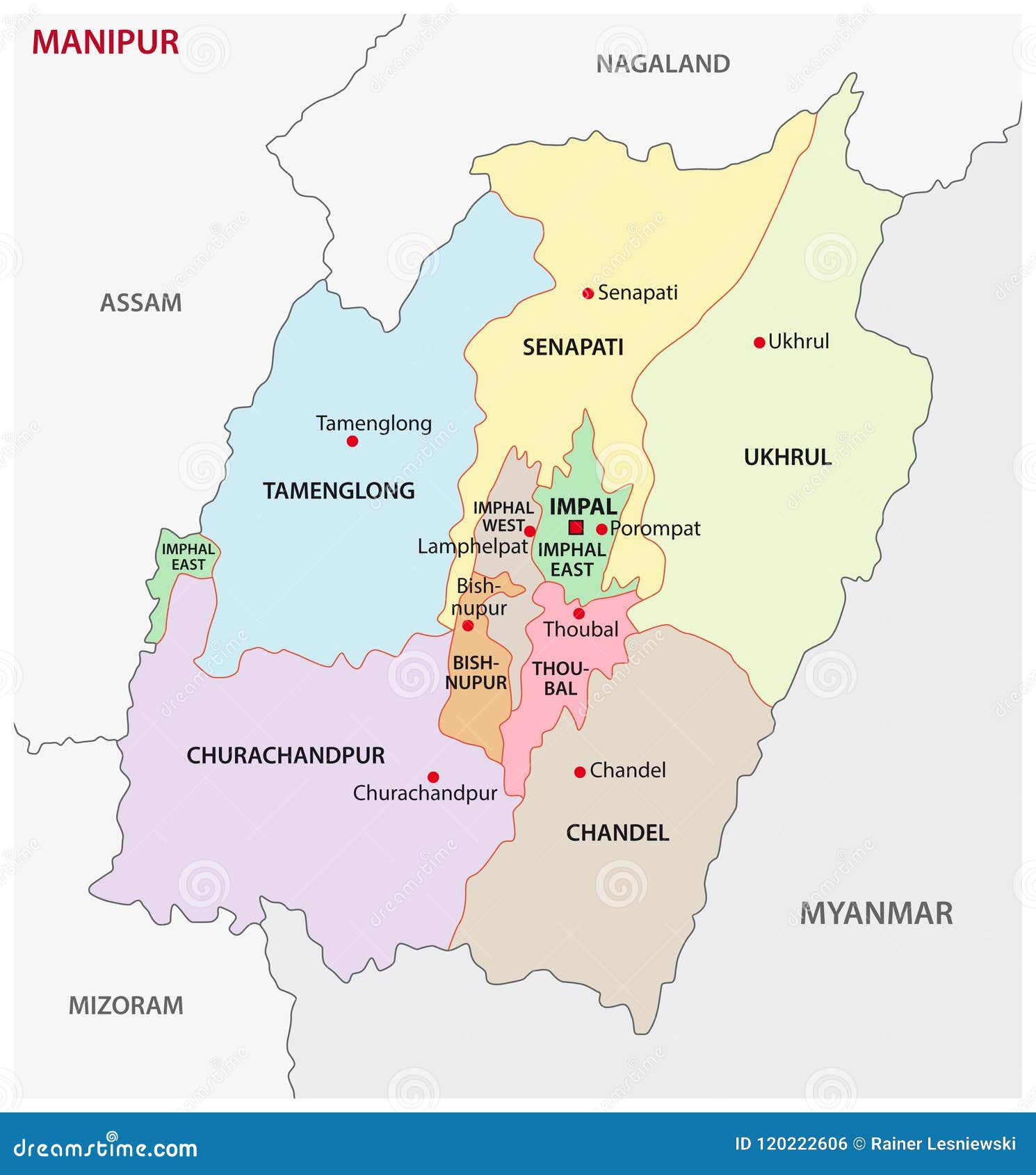 Manipur Administrative And Political Map, India Vector Illustration ...