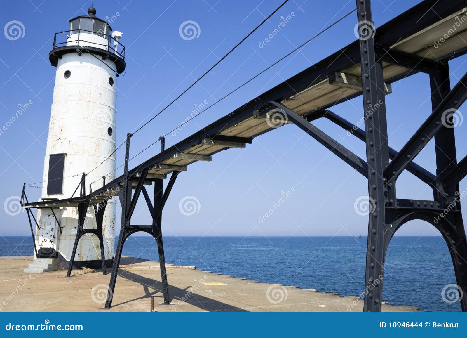 Manistee North Pierhead Lighthouse Stock Photo - Image of national ...