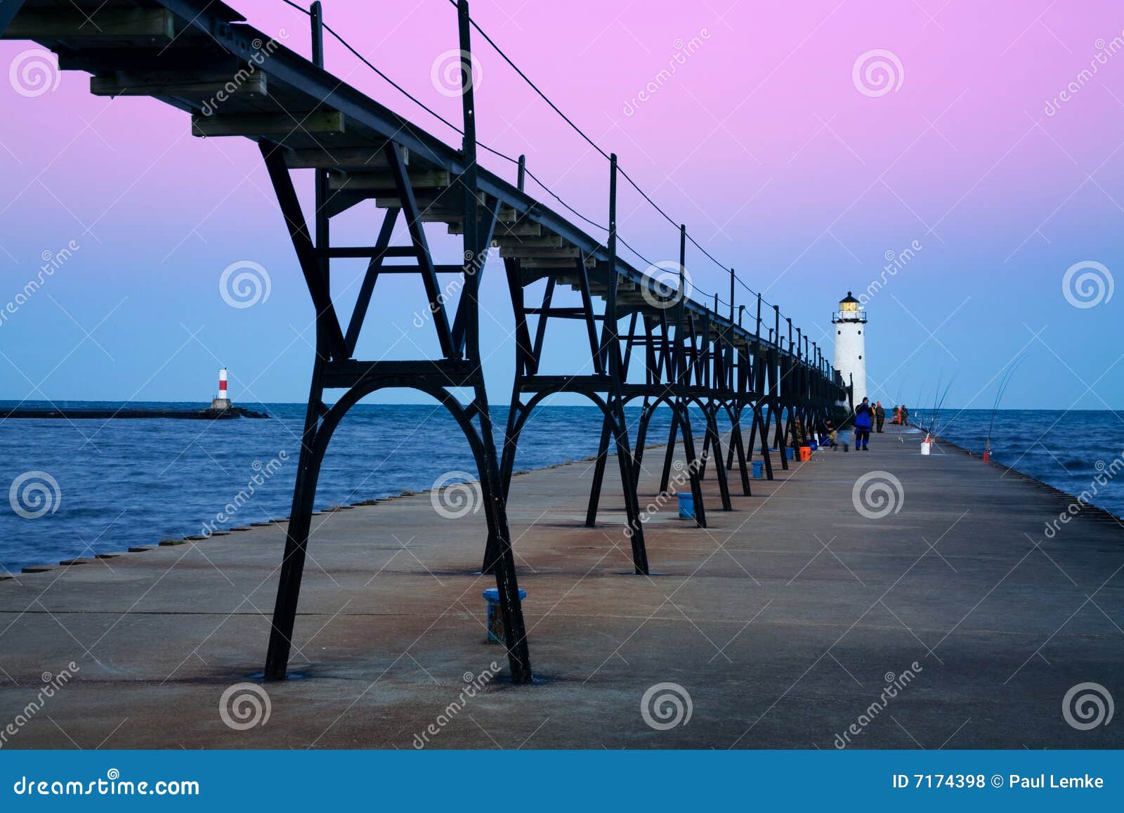 Manistee North Pierhead Lighthouse Stock Photo - Image of horizontal ...