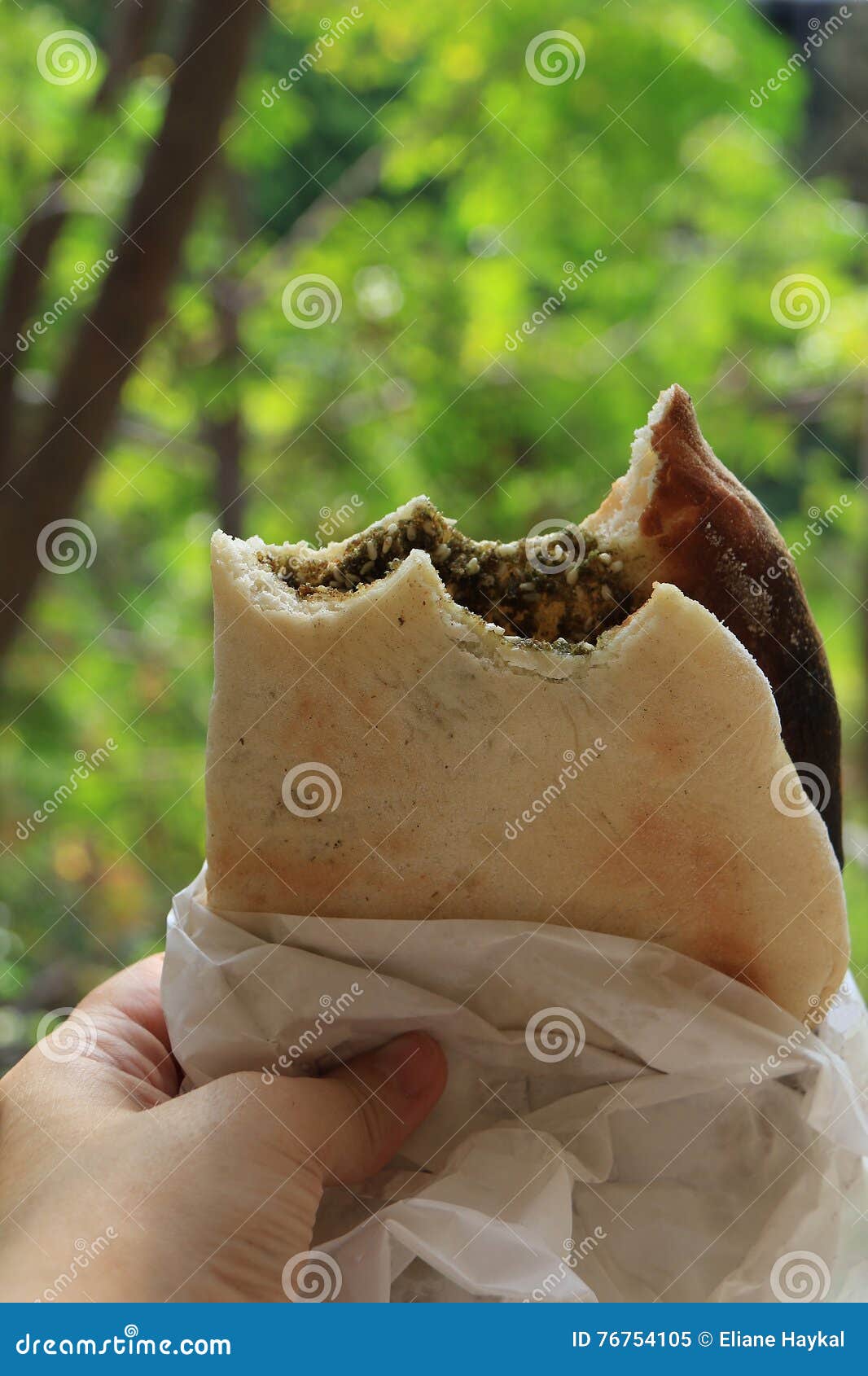 Mankousheh, Lebanese Breakfast Stock Image - Image of holding, sesame ...