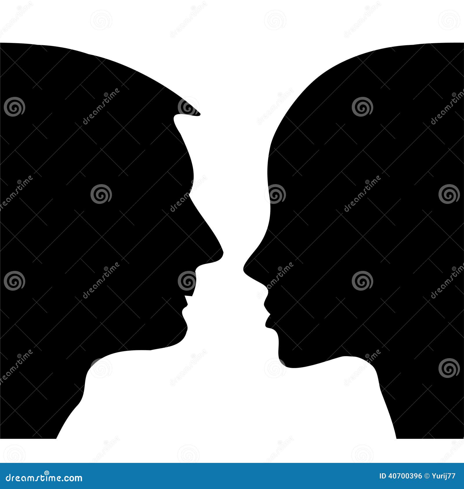 Mankvinna Ansikte Mot Ansikte Vektor Illustrationer - Illustration av ...