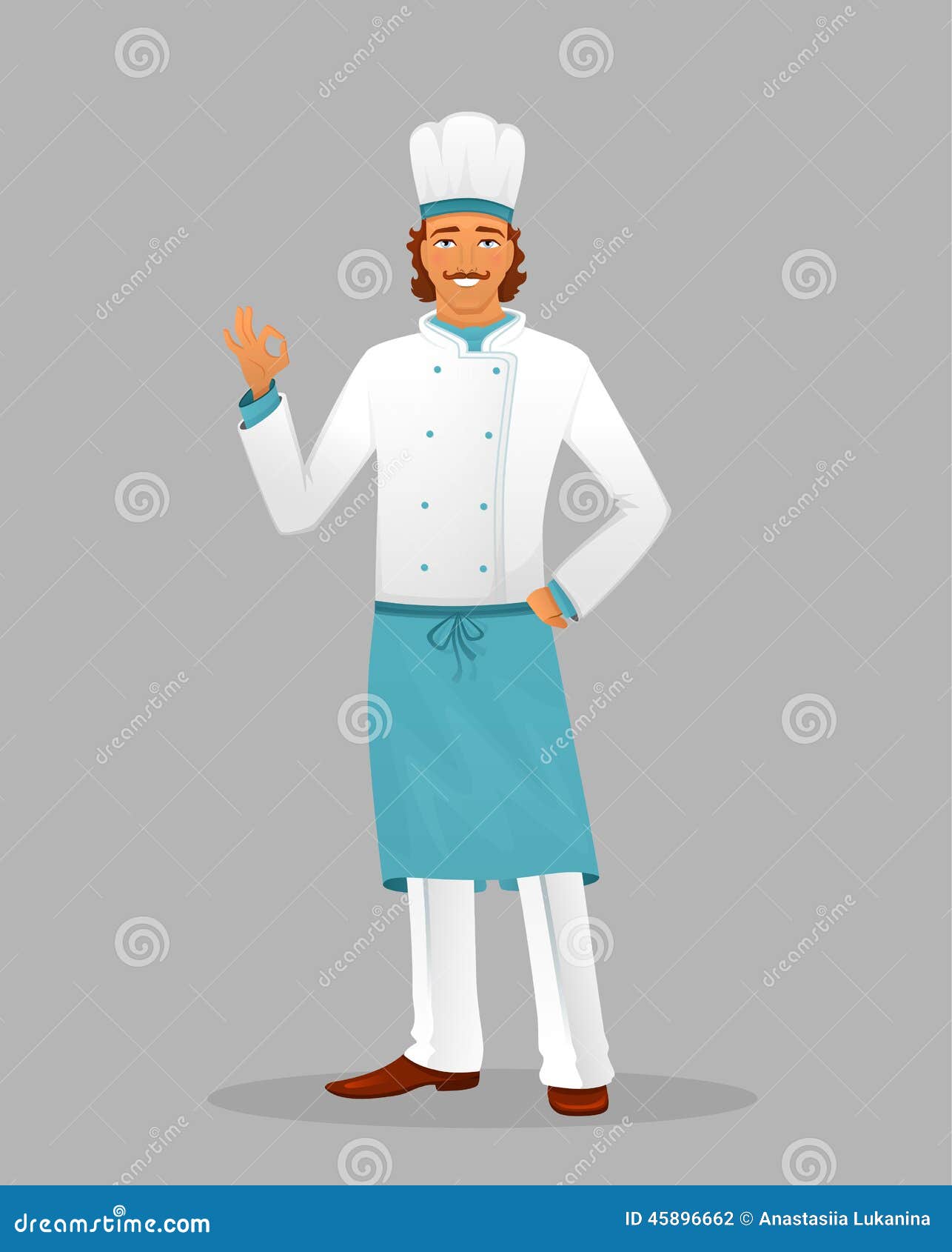 Manlig kock i likformig vektor illustrationer. Illustration av industri ...