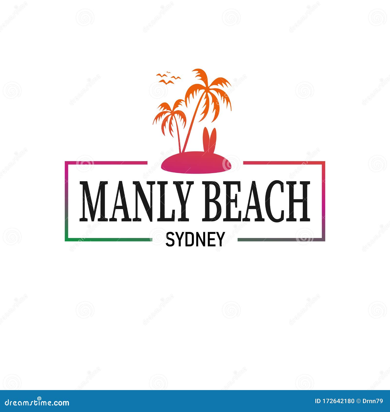 Manly Beach Summer Beach Vacation Logo Sign Vector Illustration ...