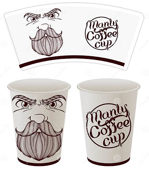 Manly paper cup for coffee stock vector. Illustration of cardboard ...